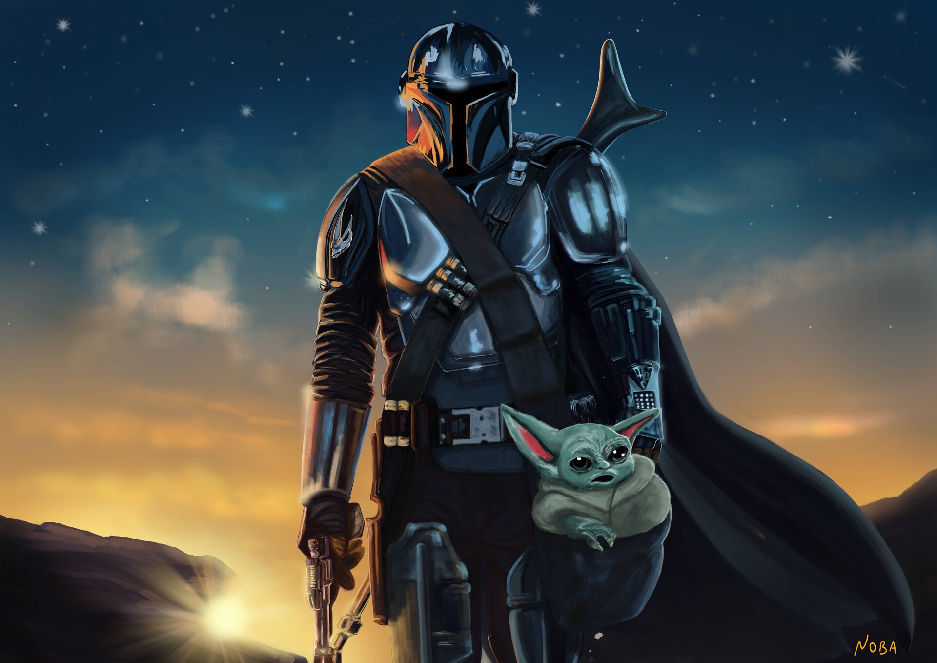 ArtStation - Mandalorian & Grogu fan art