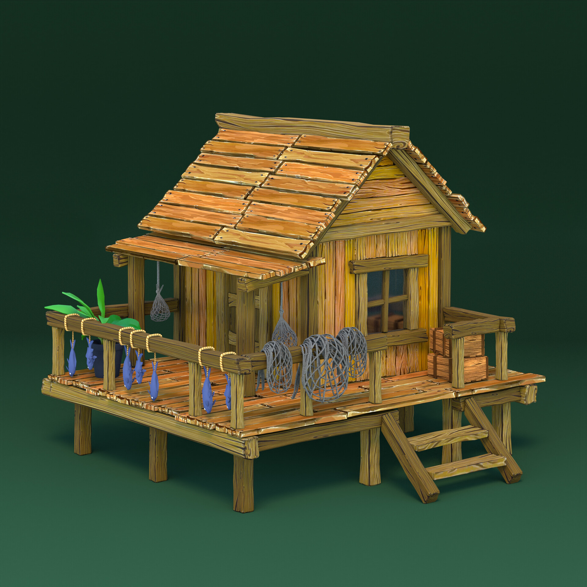 ArtStation - Wooden caban