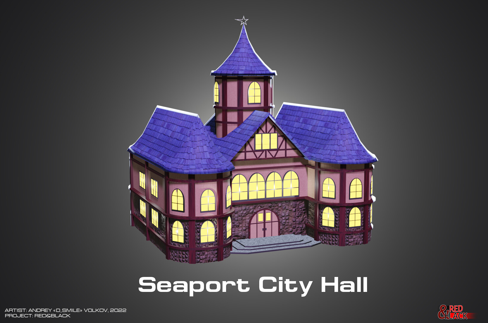 ArtStation - Low-poly medieval buildings renders.