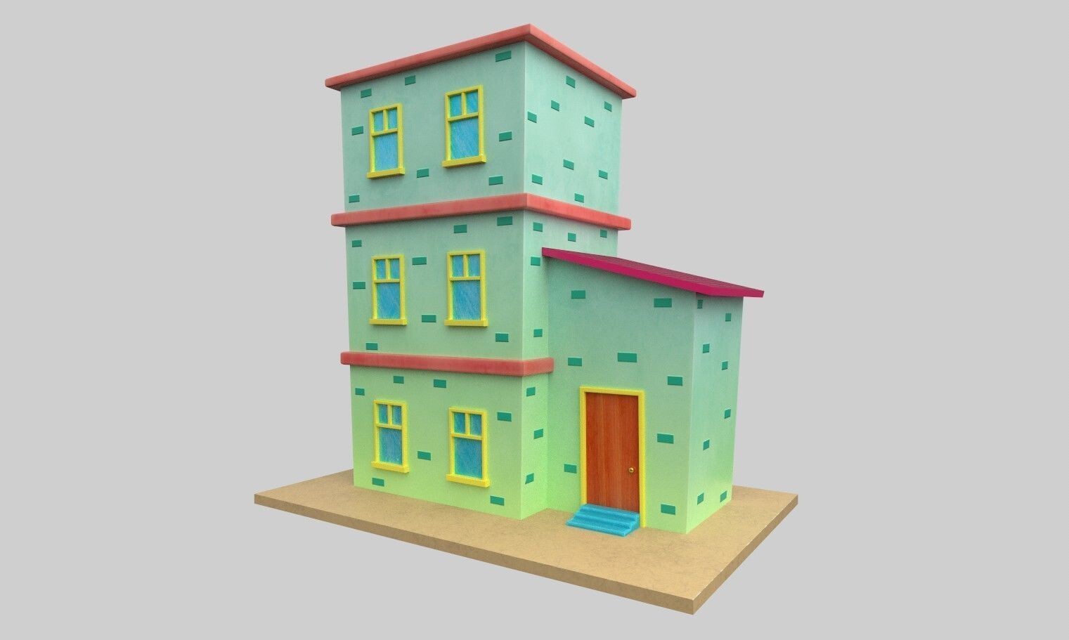 Anindya Roy - 3D Cartoon Building Low-poly Game Ready Model
