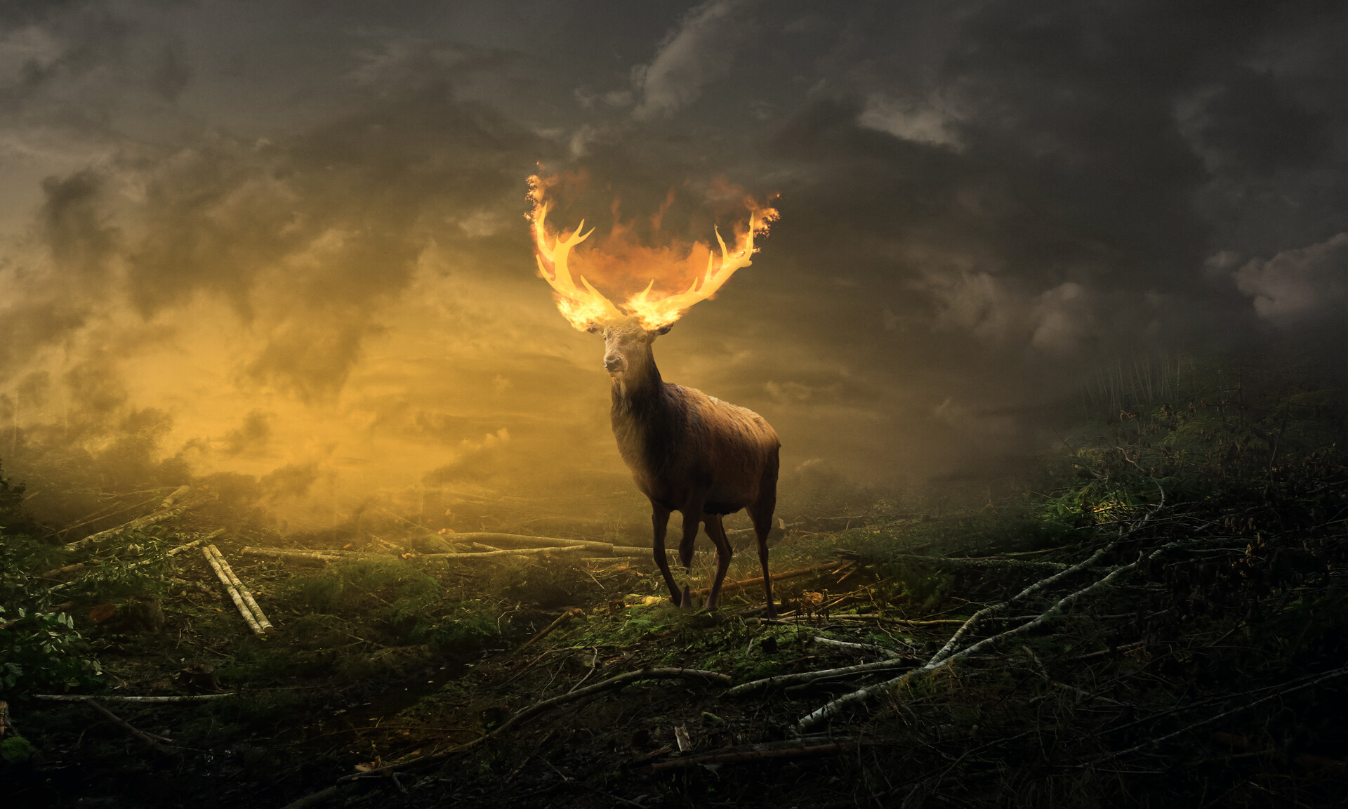 ArtStation - Deer on Fire - Photoshop Surreal Manipulation