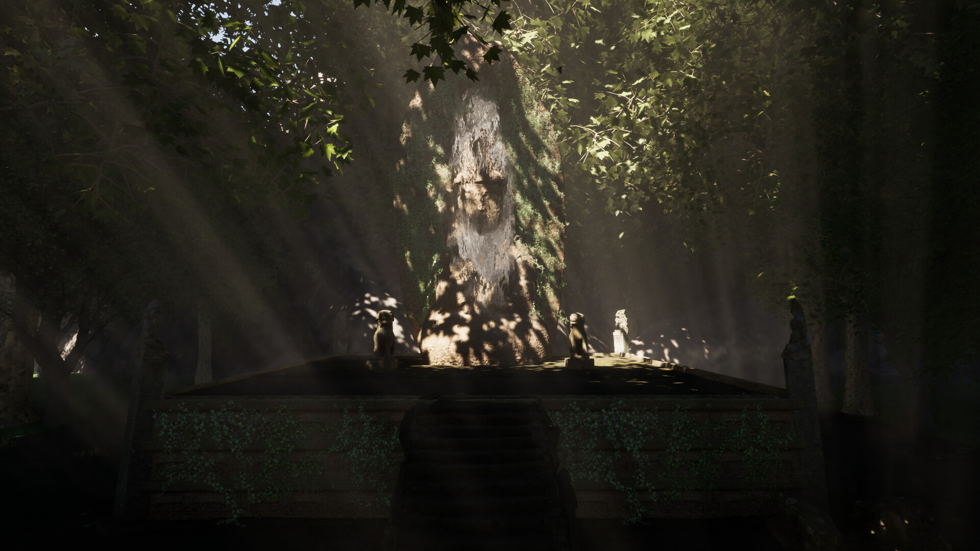 ArtStation - Dense forest... Statue Falls