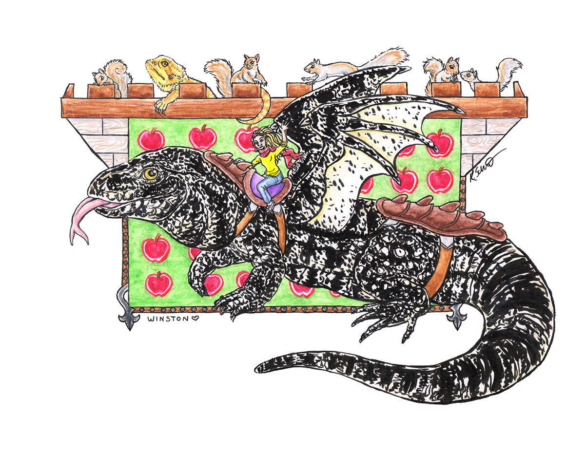 ArtStation - Winston the Tegu-Dragon Calendar Page
