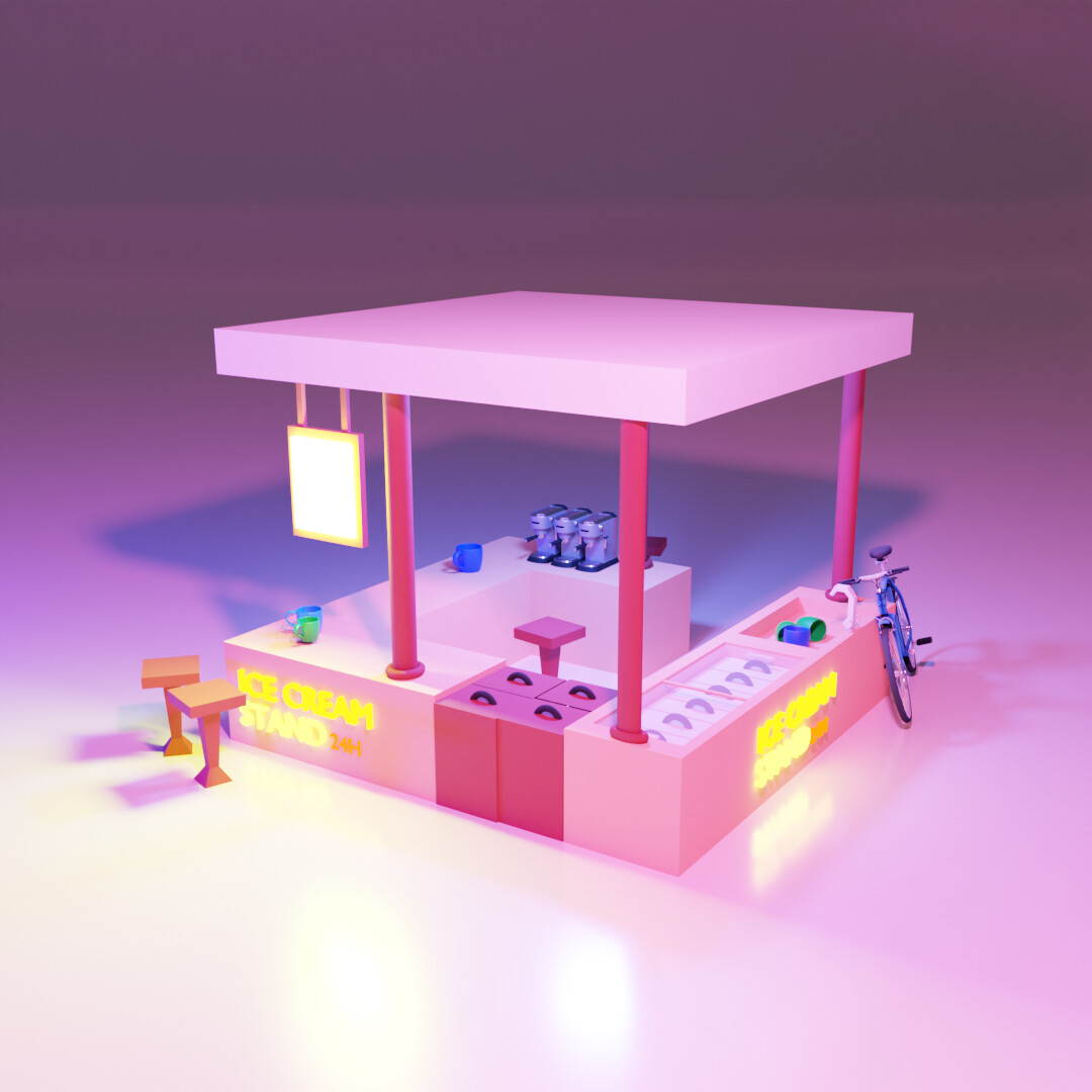 ArtStation - Blender 3D Illustration: Ice Cream Stand