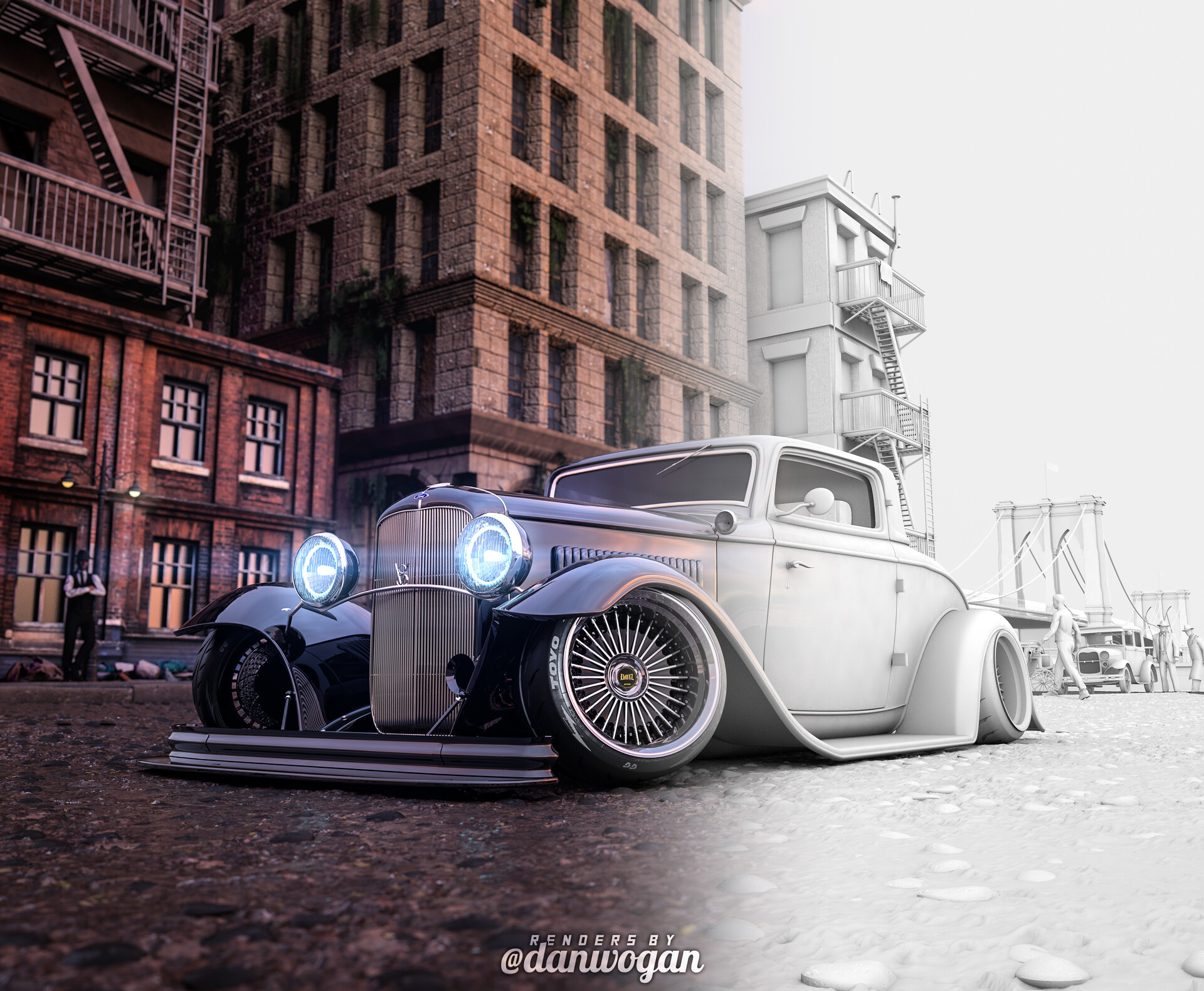 Daniel Wogan - Stanced 1932 Ford Model 18 Deuce Coupe 3D Render