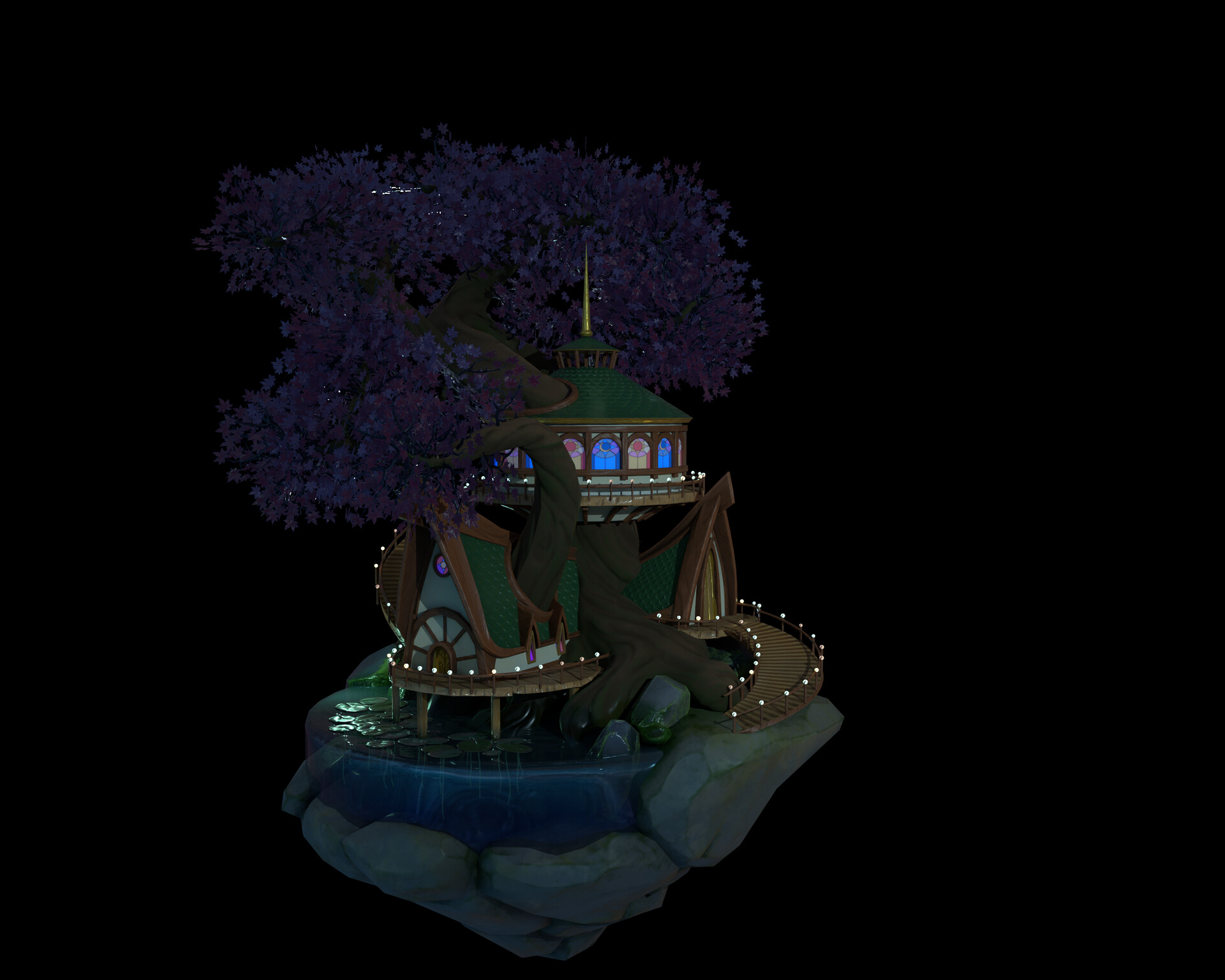 ArtStation - Fairy Tree House — Night