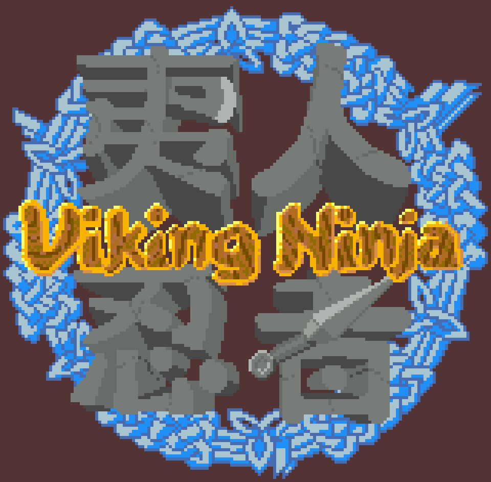 shino sarna - Pixel art - logo for a game "Viking Ninja"