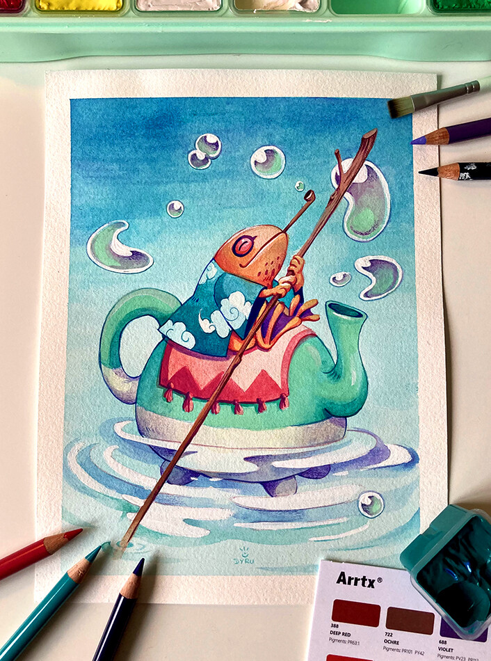 ArtStation - Frog tea gondolier