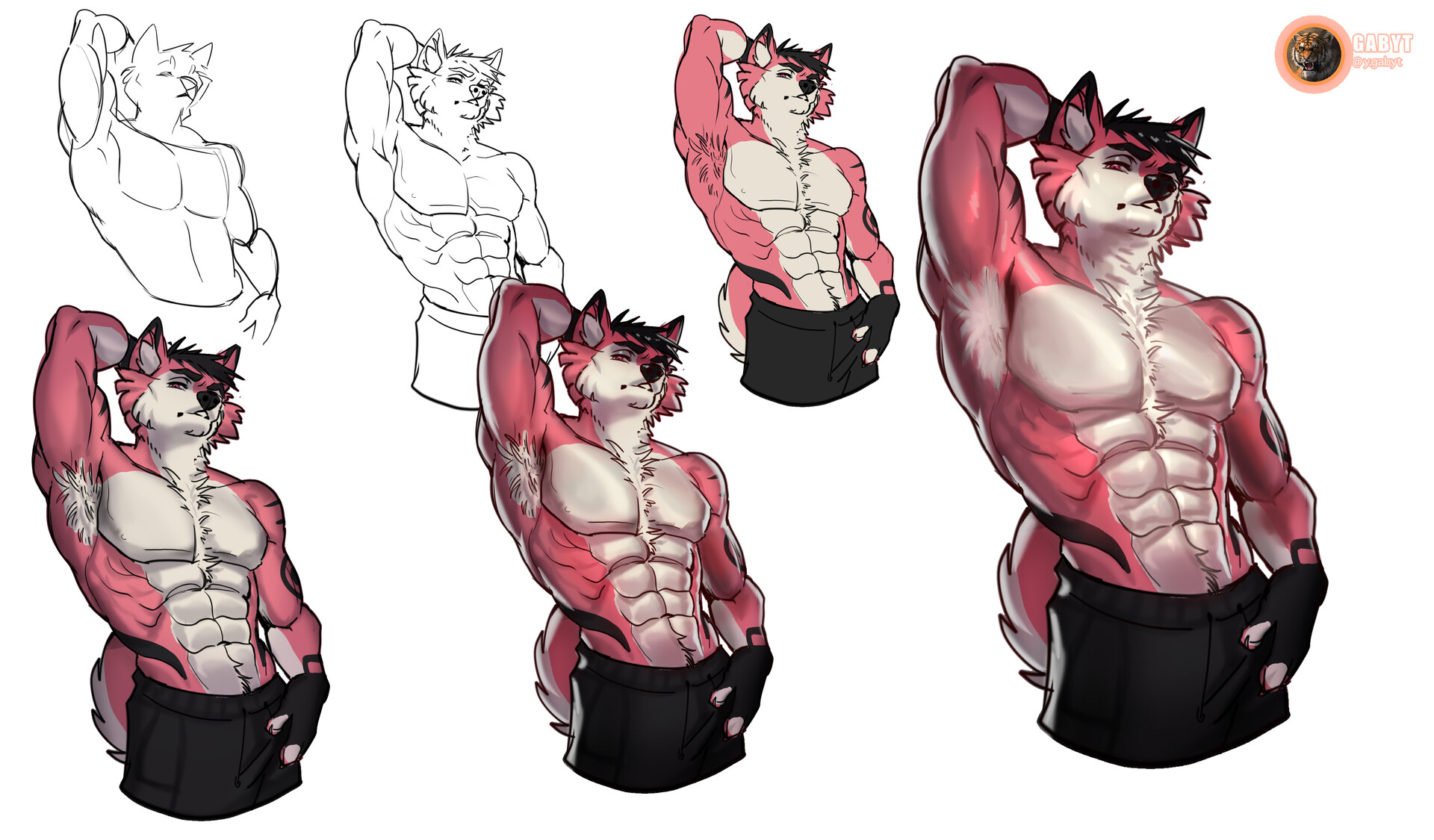 how to draw muscle furry