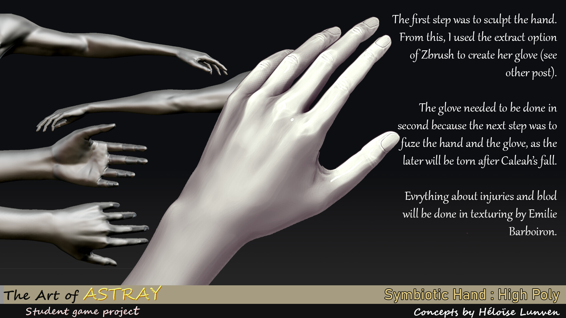 Héloïse Lunven - Symbiotic hand : HP sculpt, LP, rigg/skin
