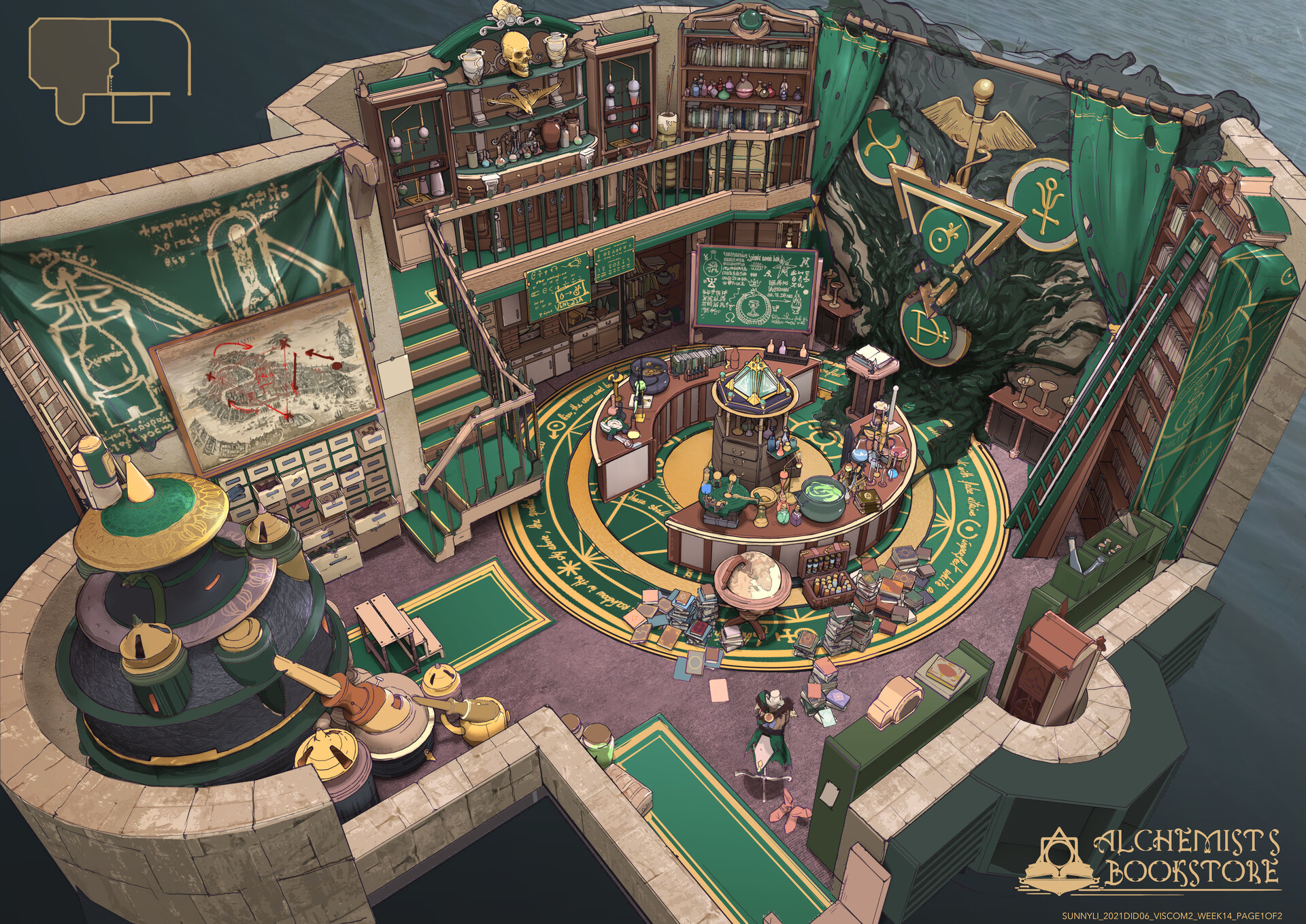 ArtStation - Alchemist's Lab and Bookstore