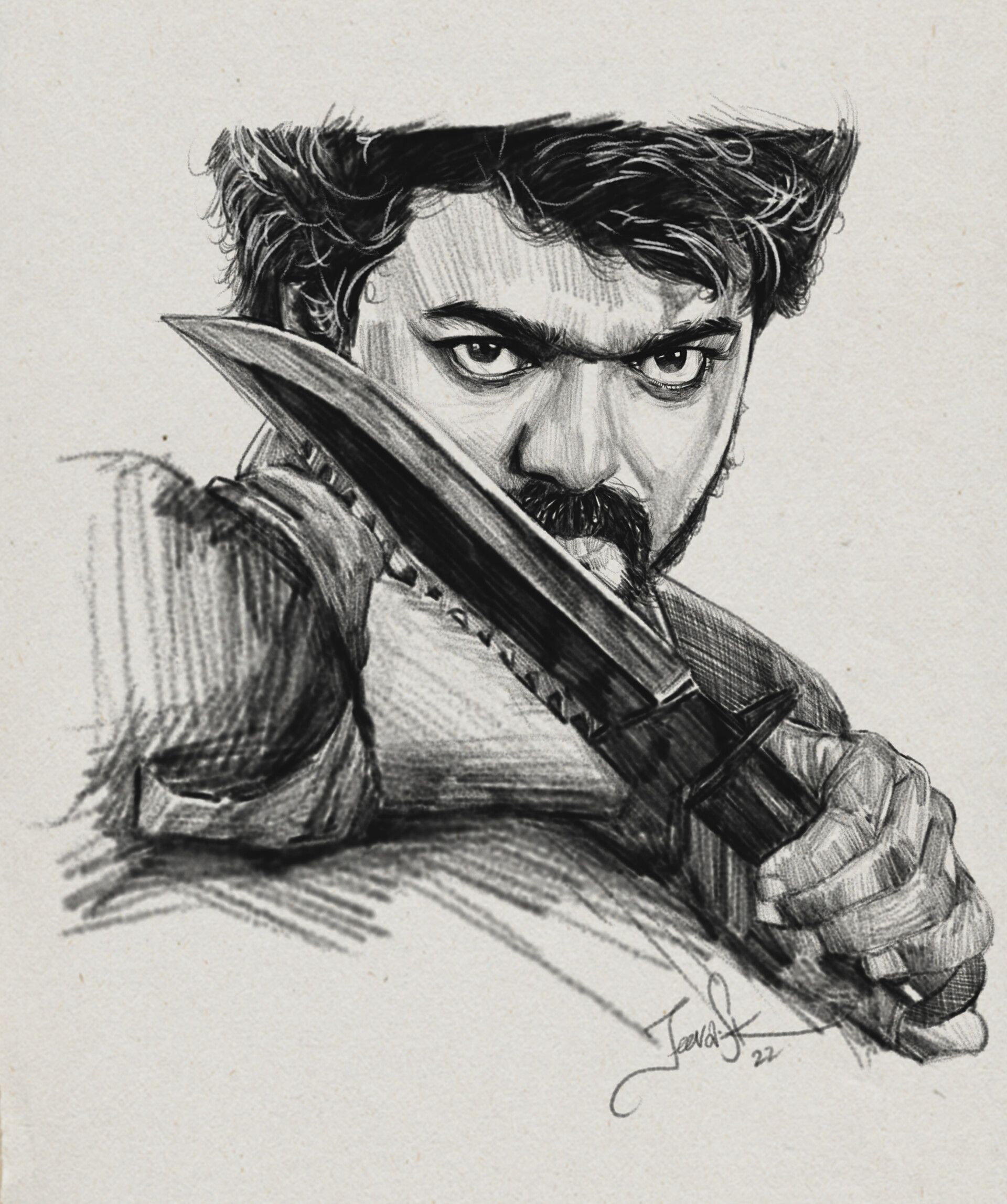 Jeeva Artist SK - Beast Thalapathy Vijay Pencil Art 2022 # ...