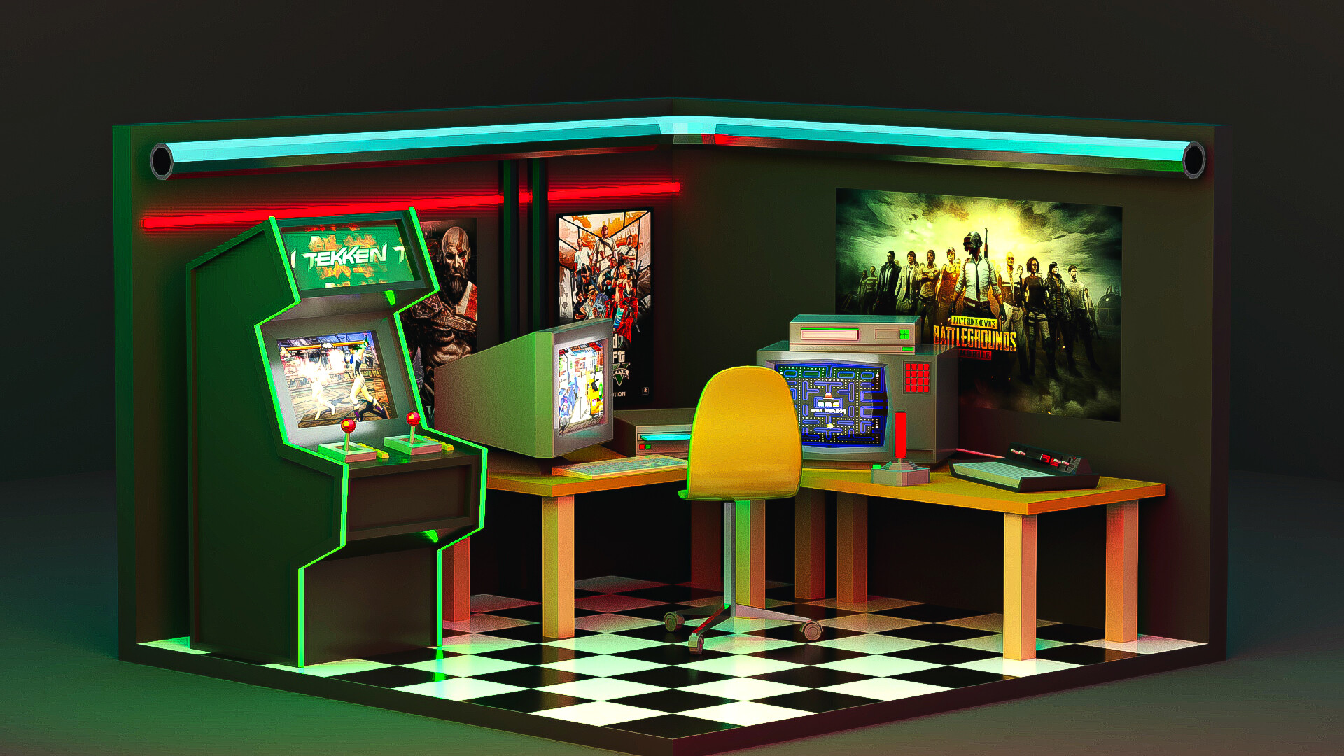 ArtStation - A GAMING ROOM WITH SOME ATTRACTIVE LIGHTS