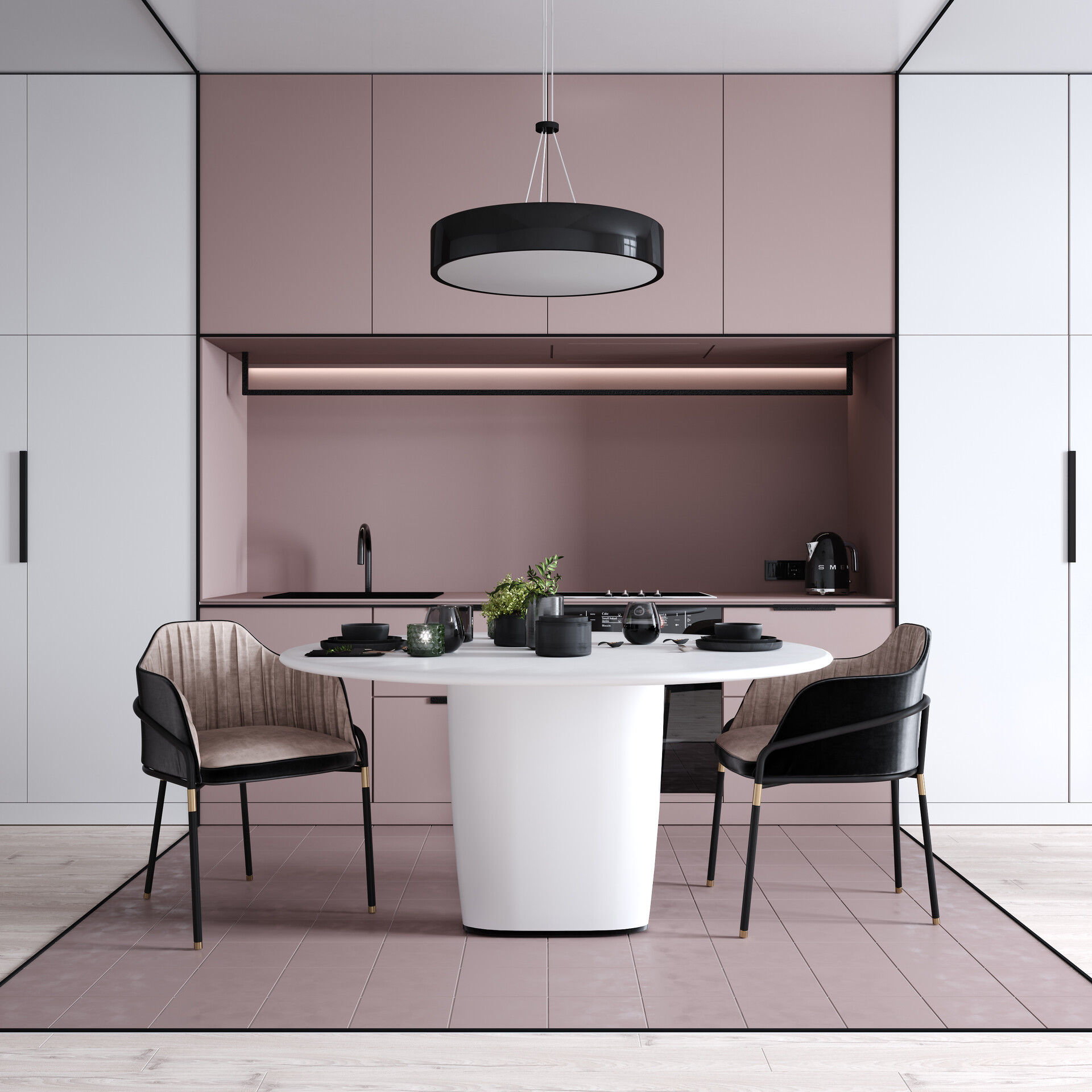 ArtStation - Pink kitchen interior