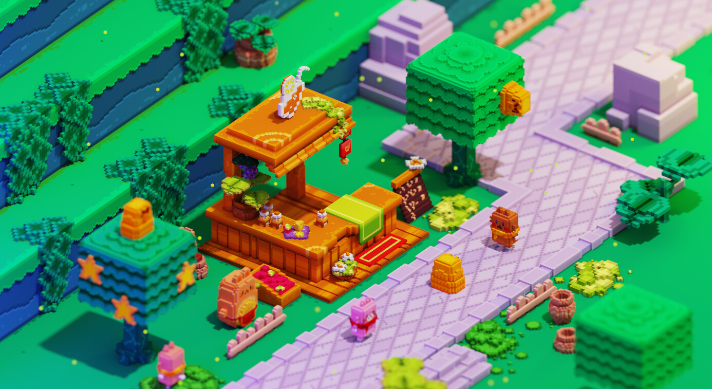 ArtStation - Voxel Art - Street Market (Voxelized Artwork Stef's Artwork)