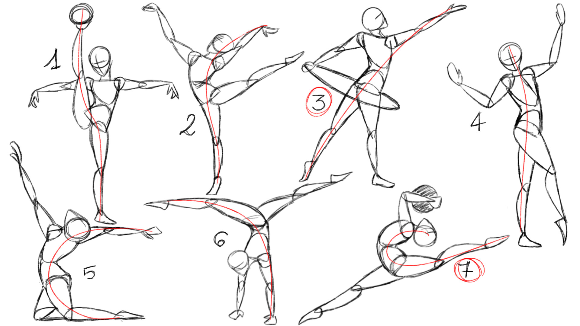 how to draw gymnastics poses step by step