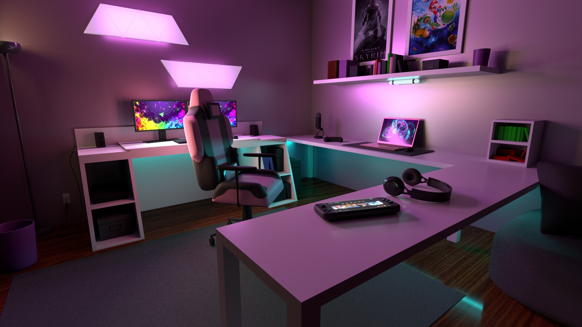 ArtStation - Purple gaming room