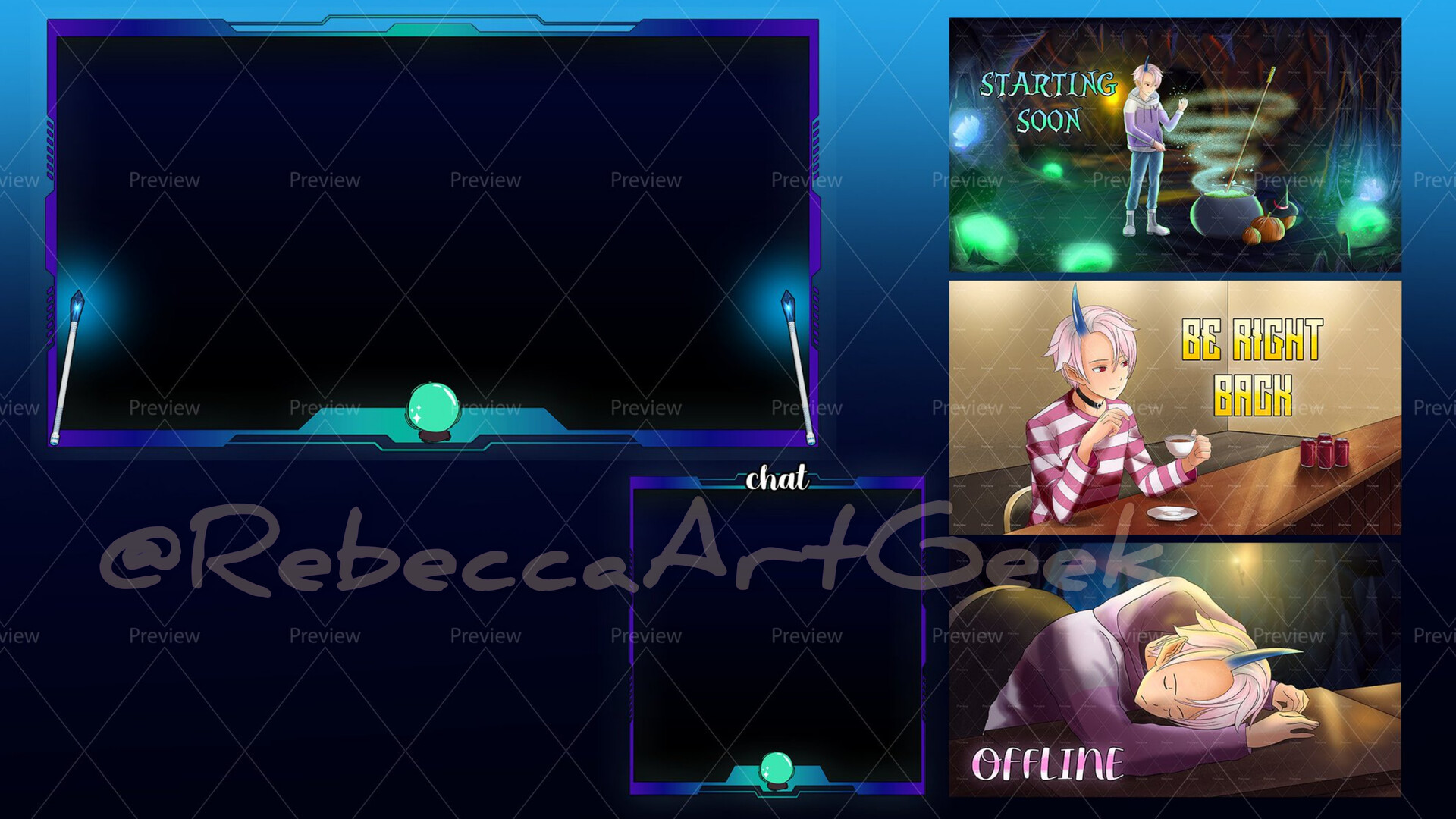 ArtStation - Frazen Custom Vtuber Twitch Screens & Overlay
