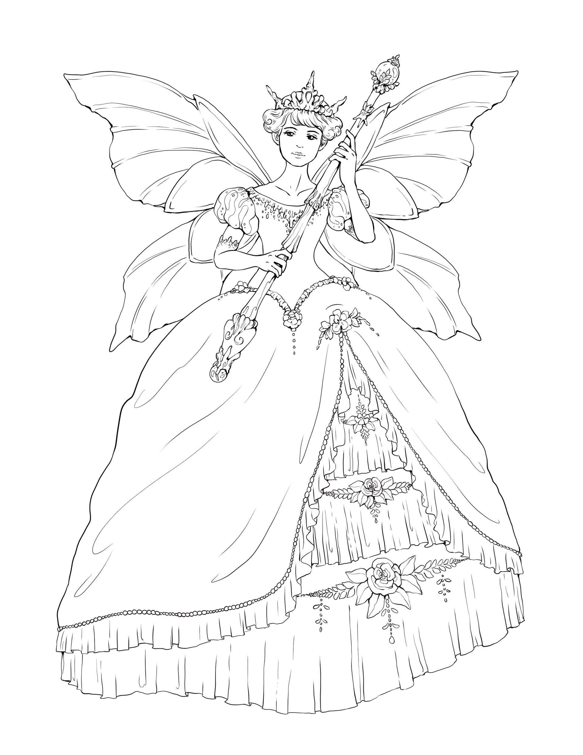 coloring pages fairy queen