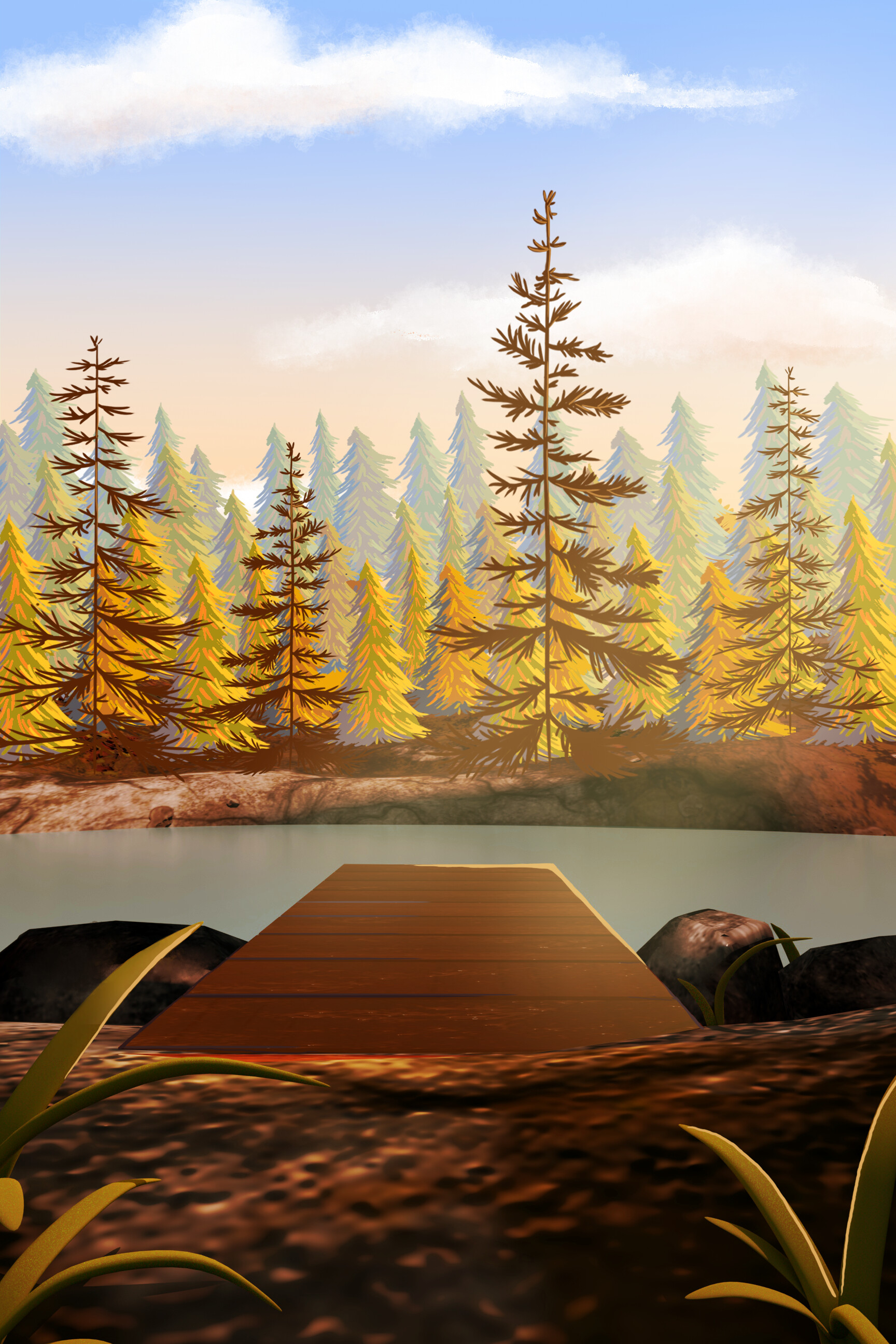 ArtStation - Fishing dock illustration