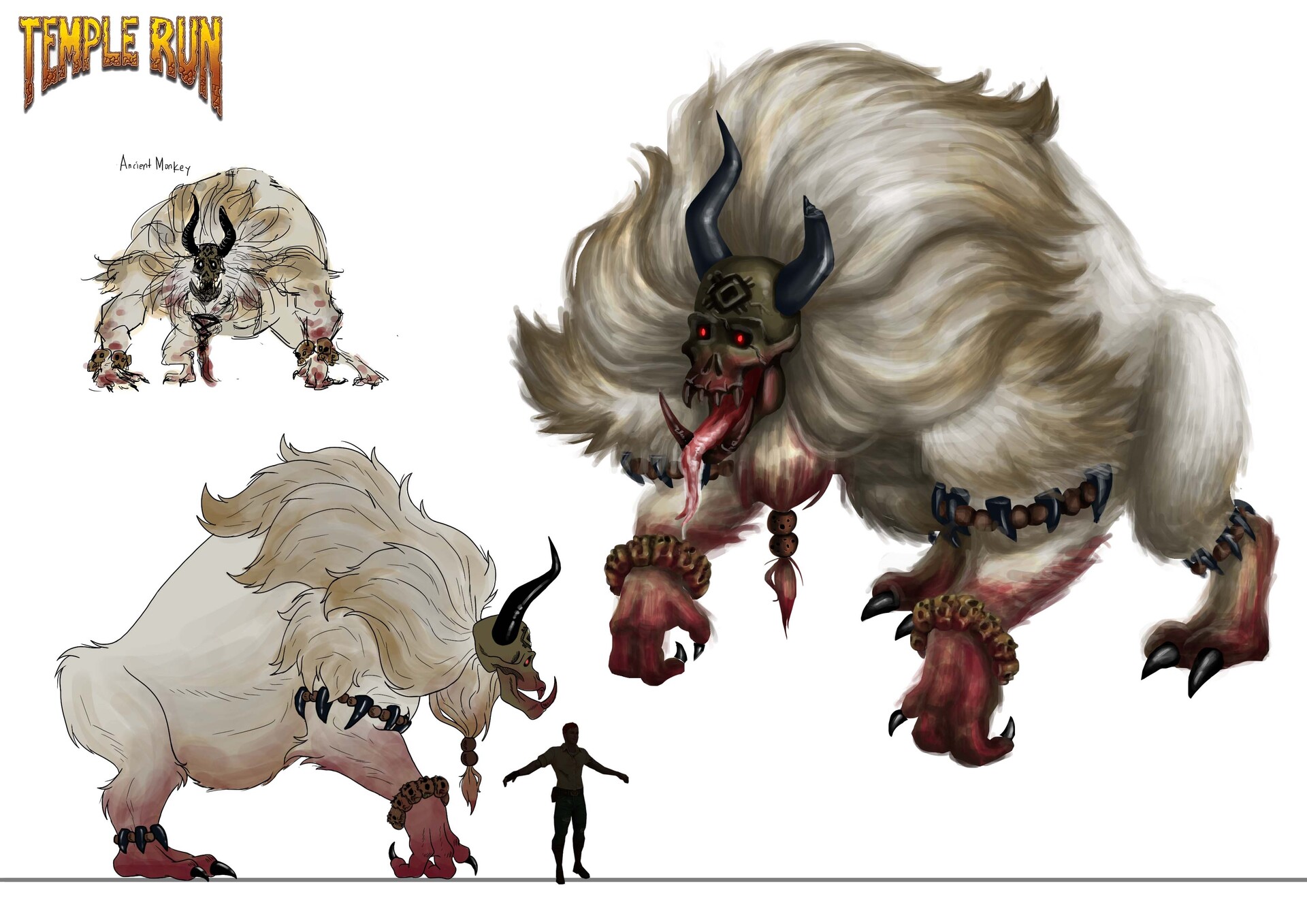 how to draw temple run demon monkey