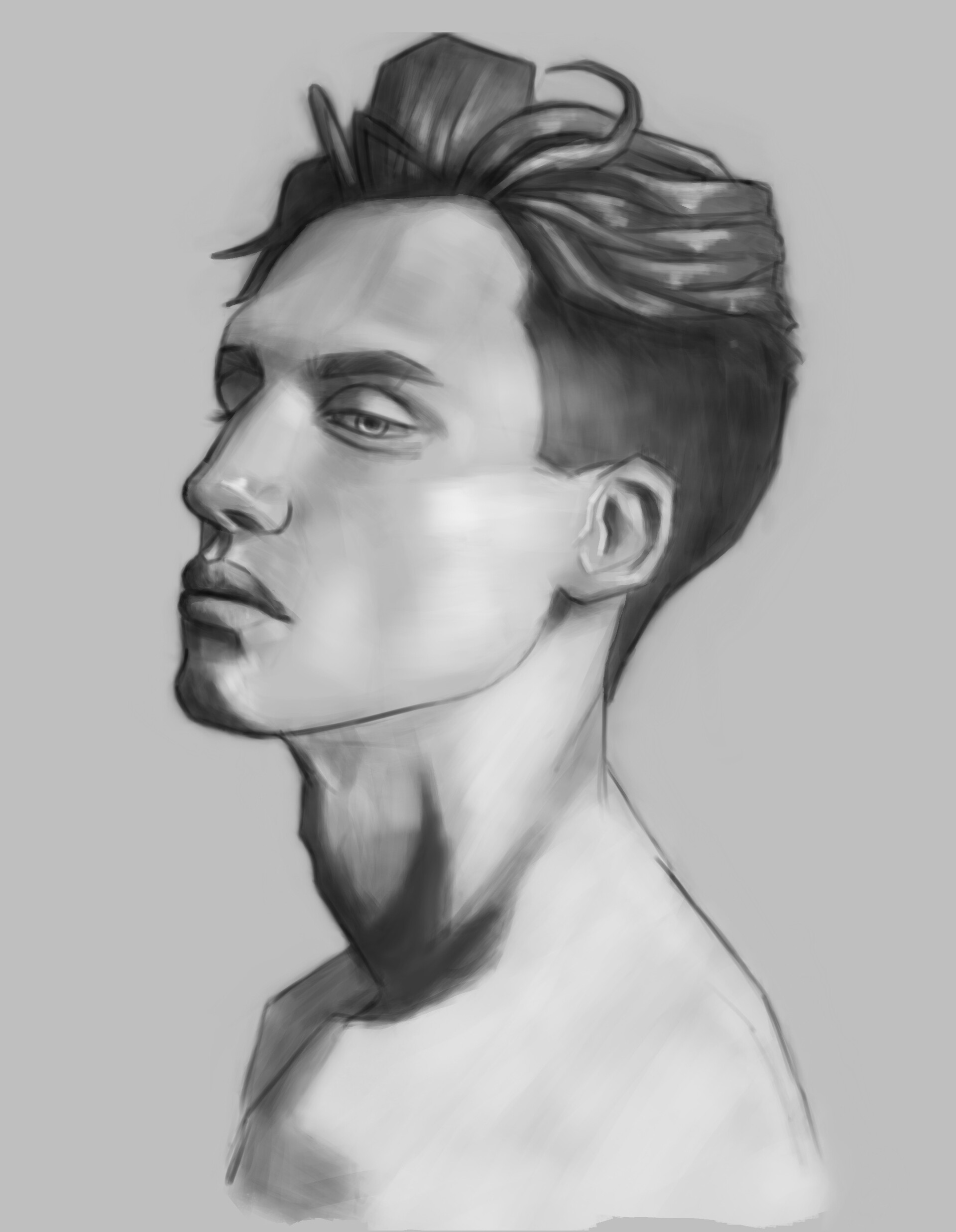 ArtStation - Black and white portrait study