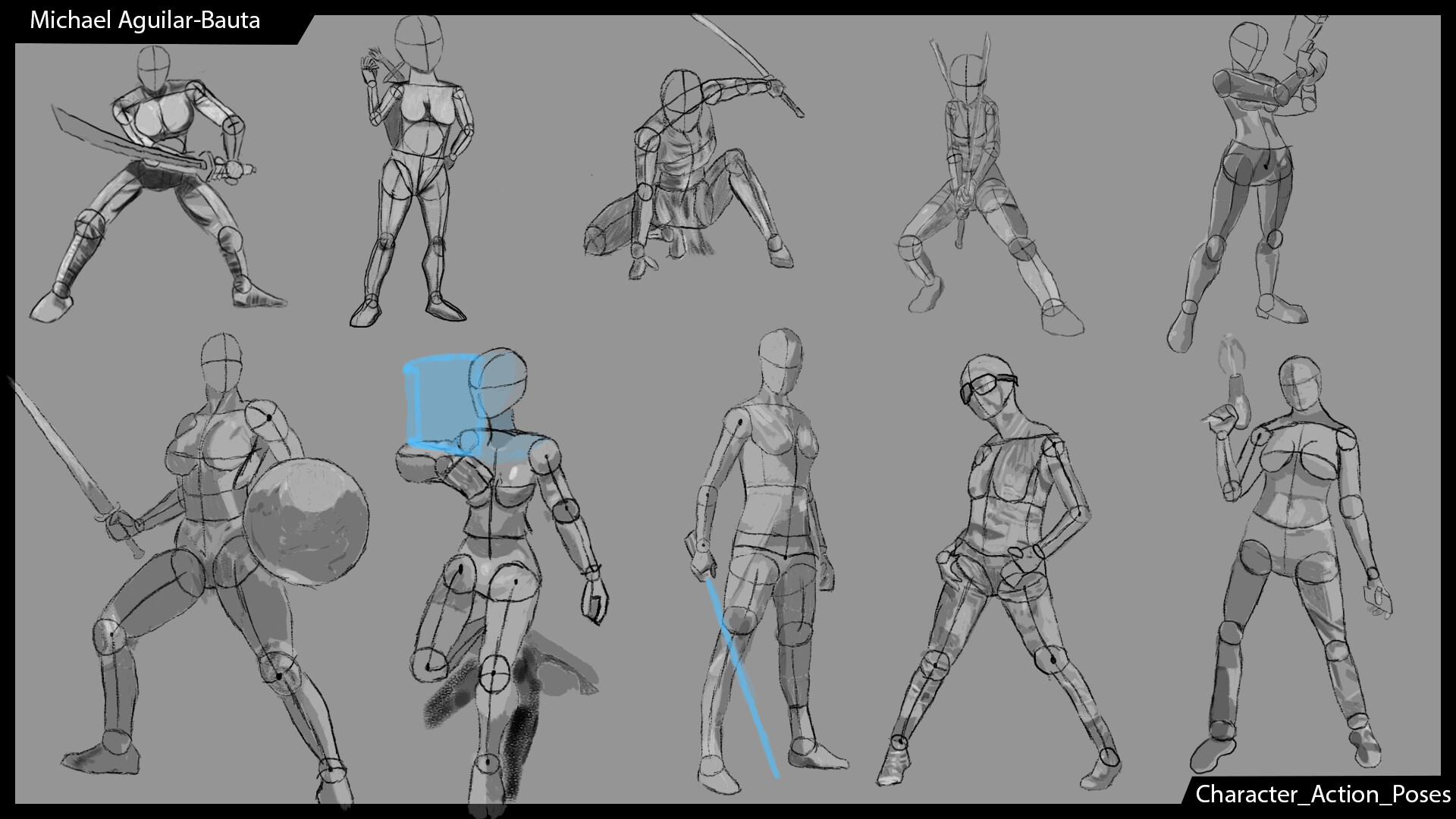 ArtStation - Gesture action poses, darks, lights