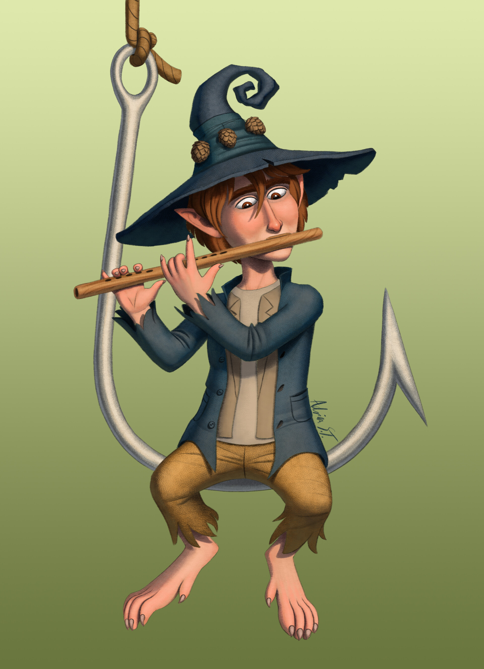 ArtStation - Elf playing flute