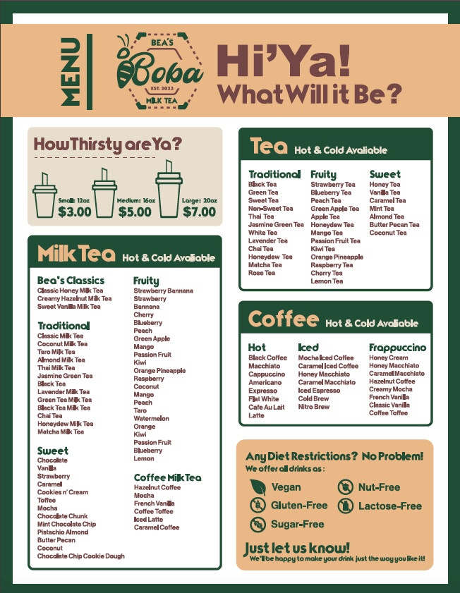 ArtStation - Bea's Boba Menu Design