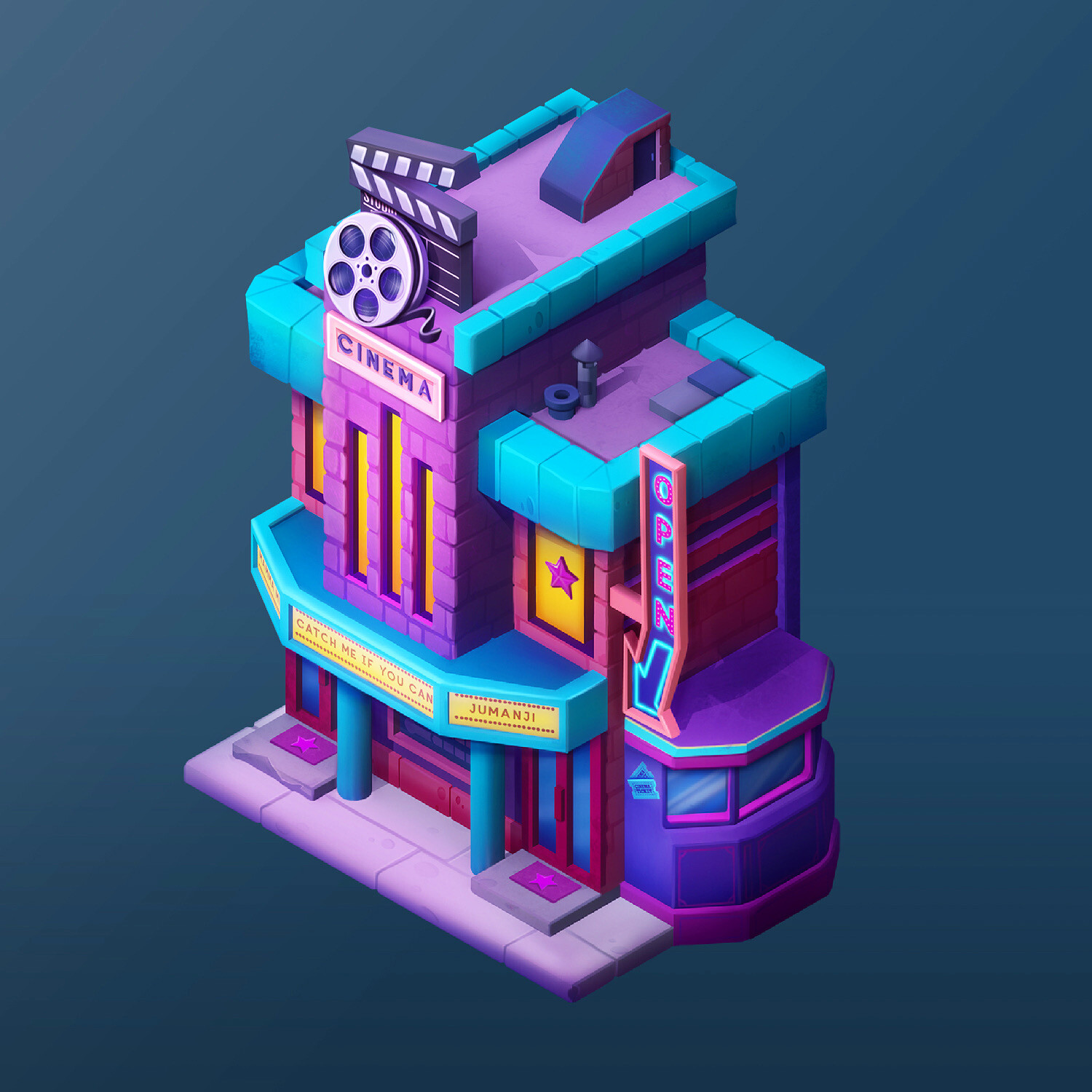 ArtStation - Isometric cinema concept