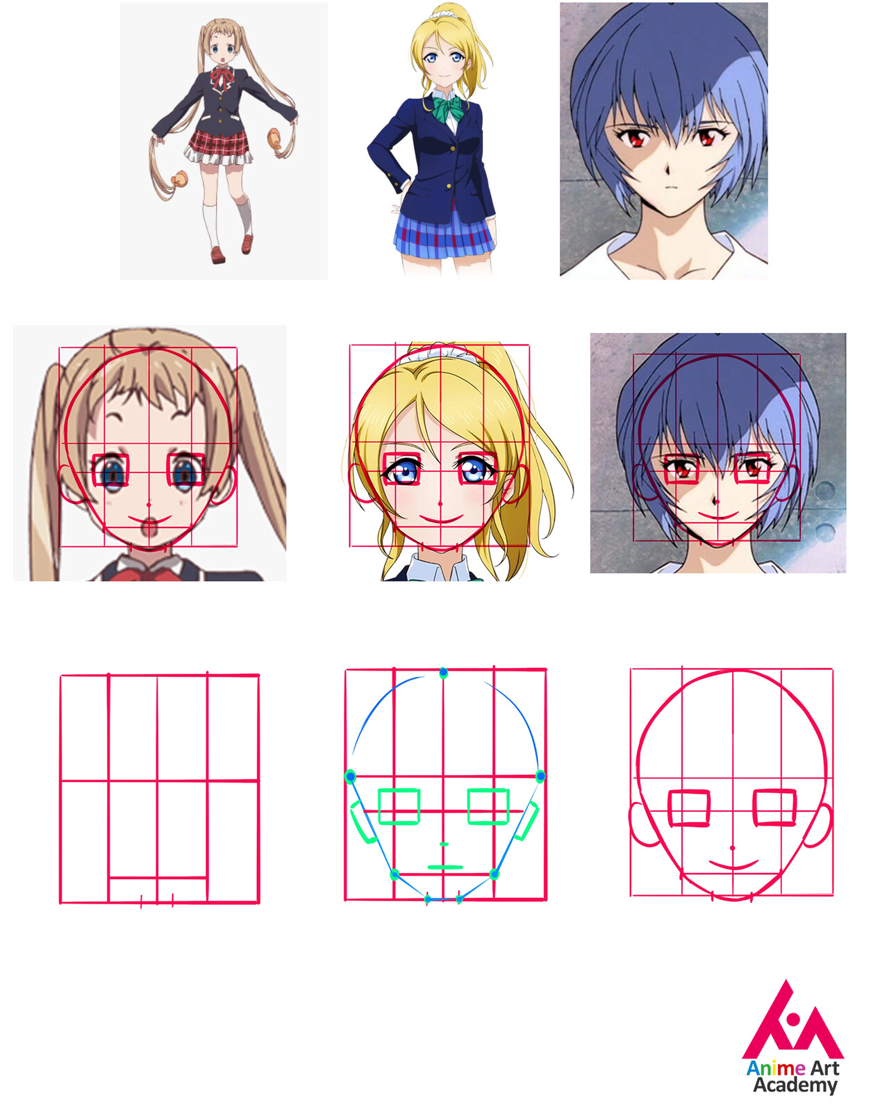 Anime Art Academy - Use this template to draw a perfect face every time!