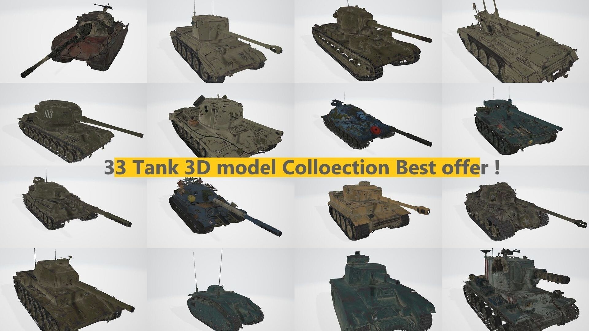 ArtStation - High Details Military Tank Collection - 33 Tank 3D model