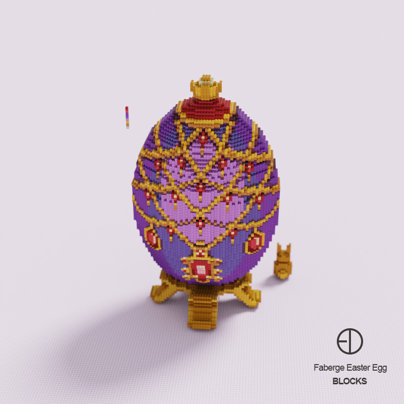ArtStation - Faberge Easter Egg 積木特效 voxel blocks🥚🐰