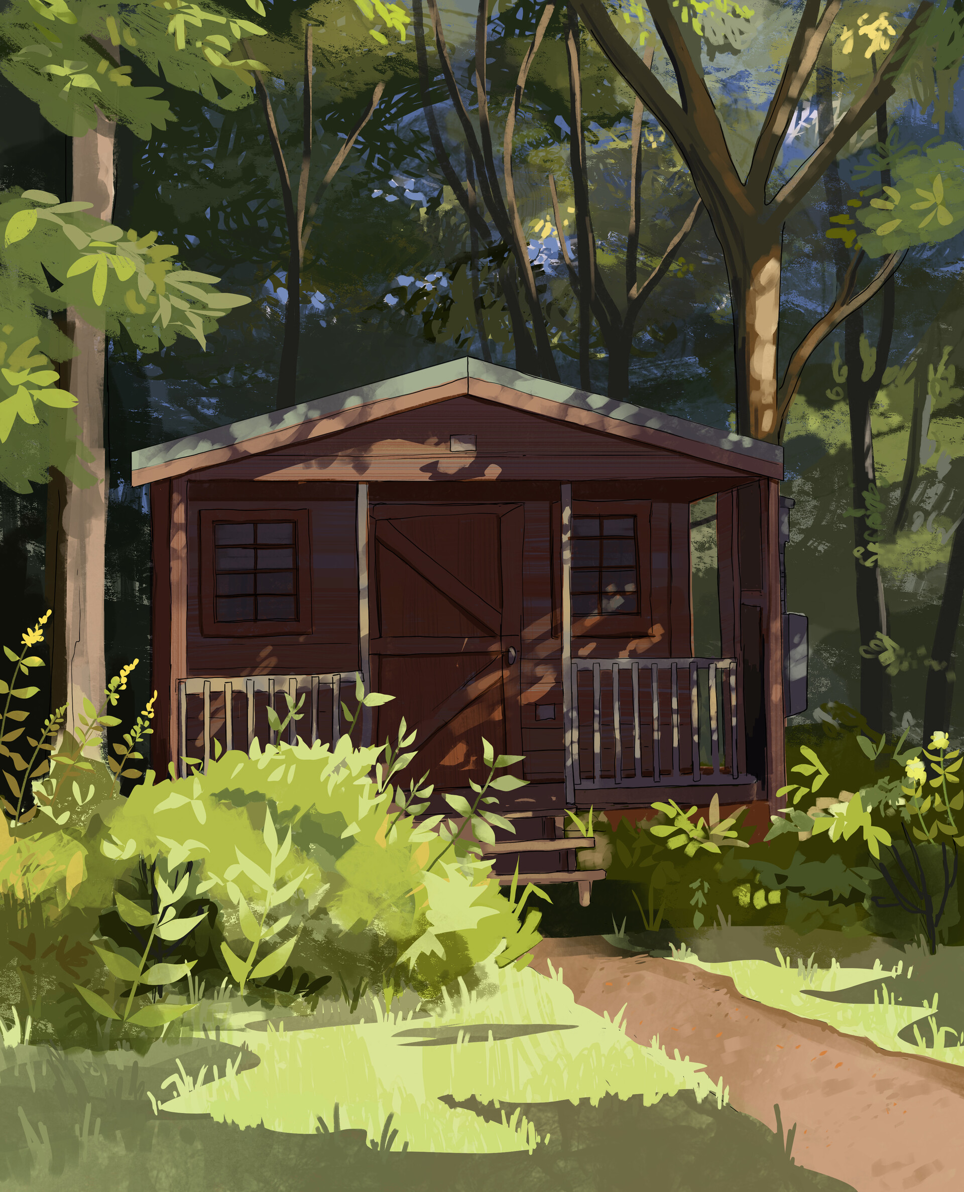 ArtStation - Forest Shack illustration