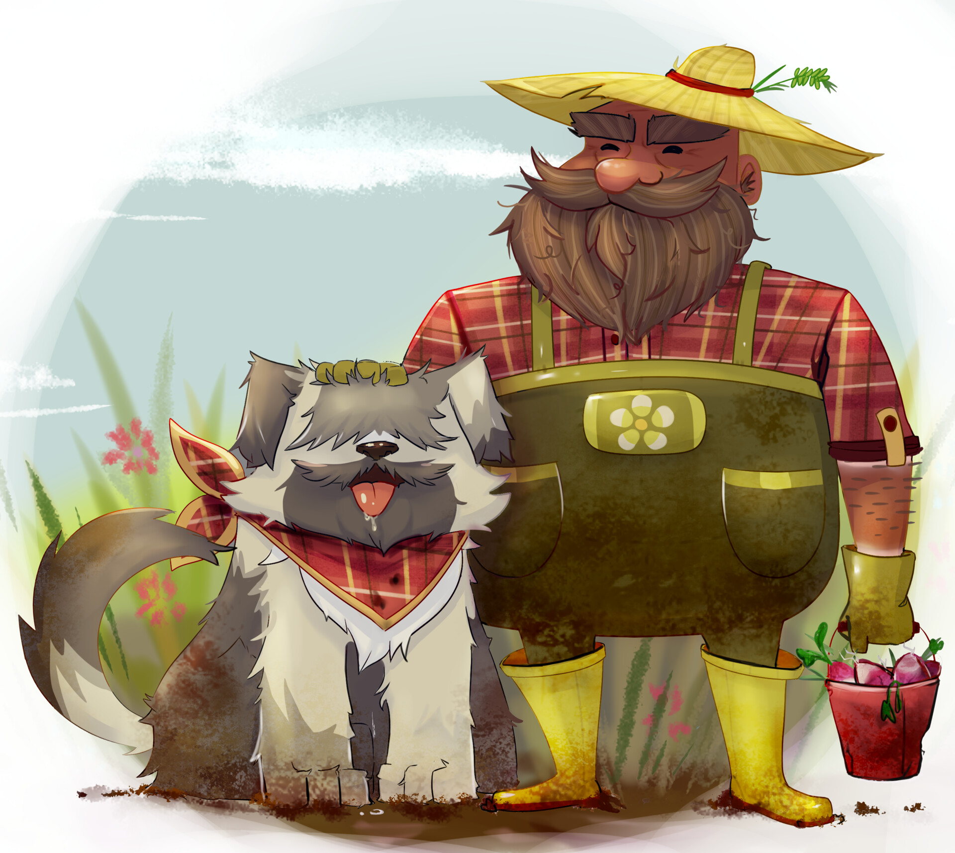 ArtStation - Farmer and his dog