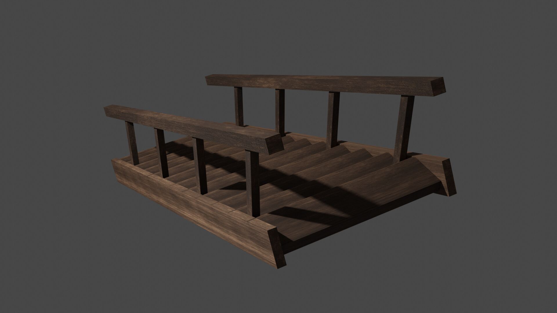 ArtStation - Wood Stairs With Railing 10 Steps