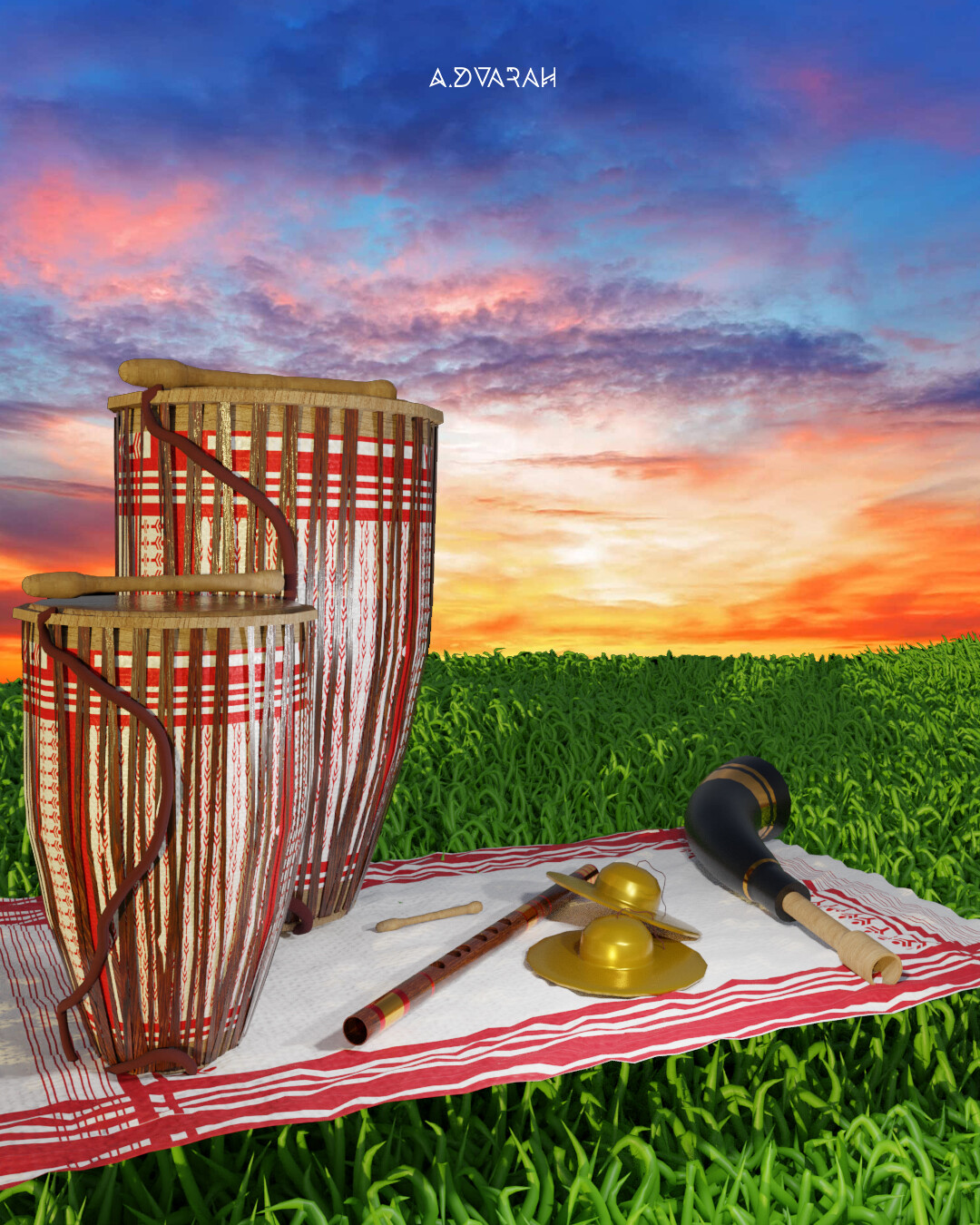 ArtStation - 3D MODELING OF Assamese Traditional Music Instruments