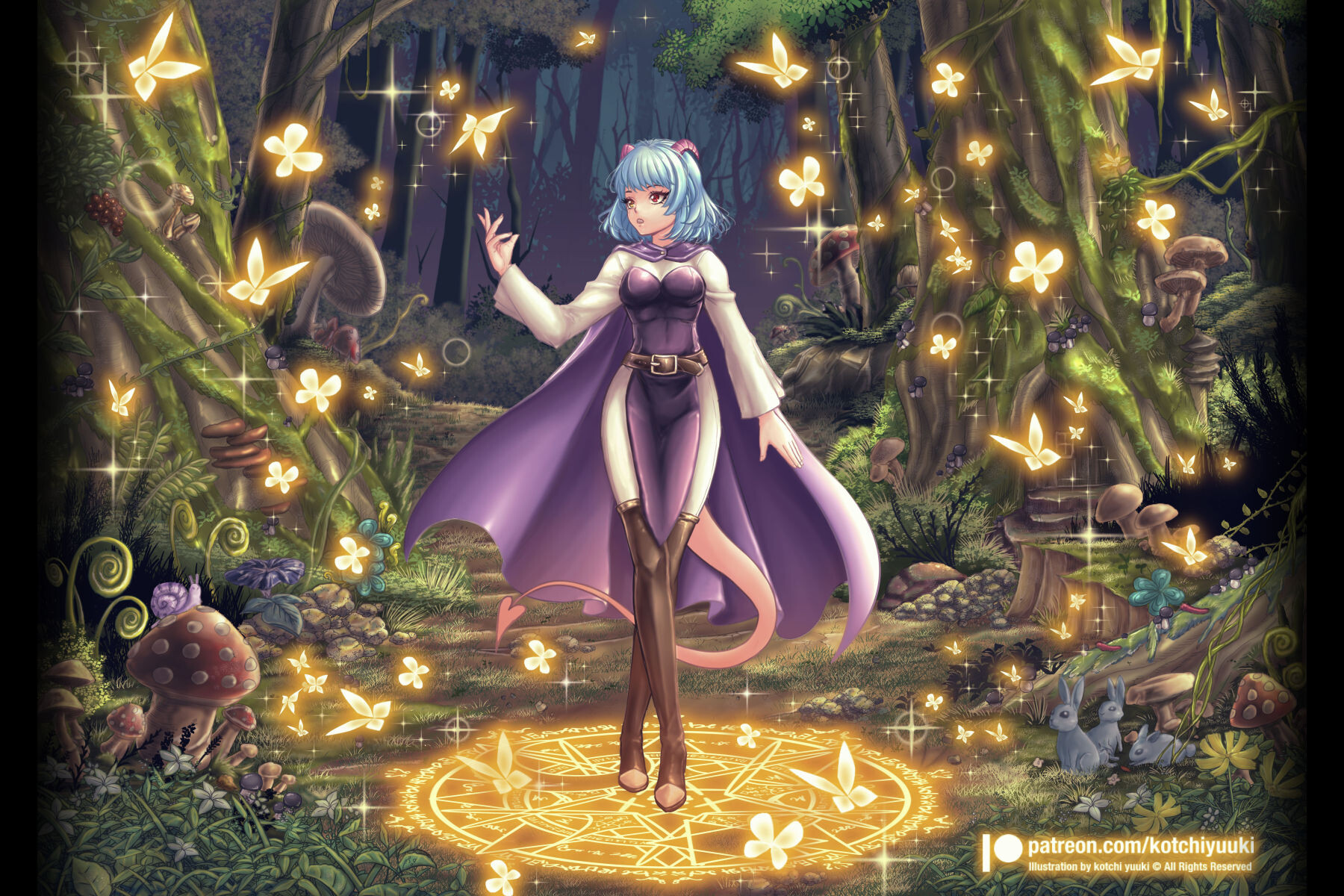 ArtStation - Tiefling Witch in Magical forest