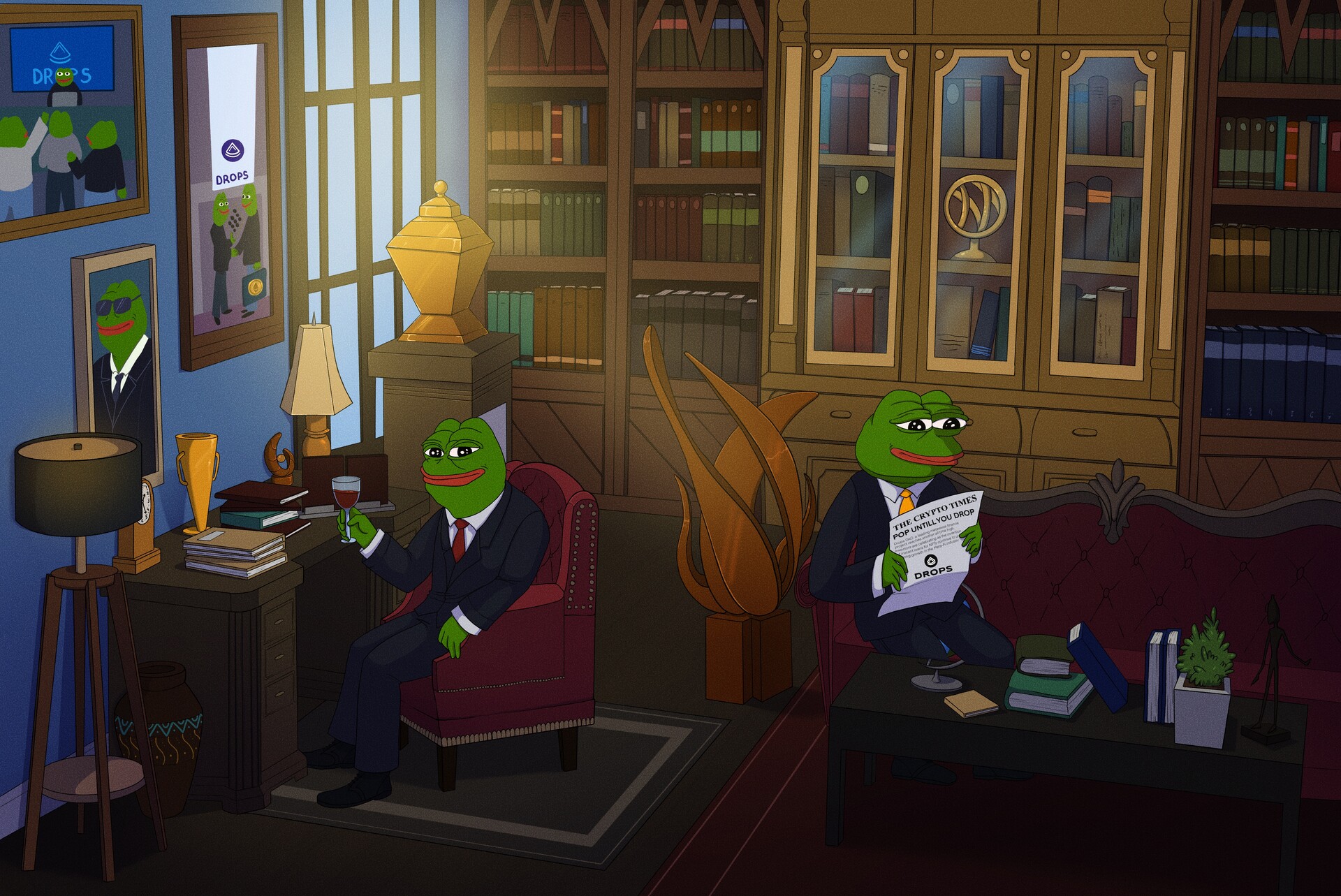 ArtStation - Pepes comfy in a room. NFT / DeFi fan art.