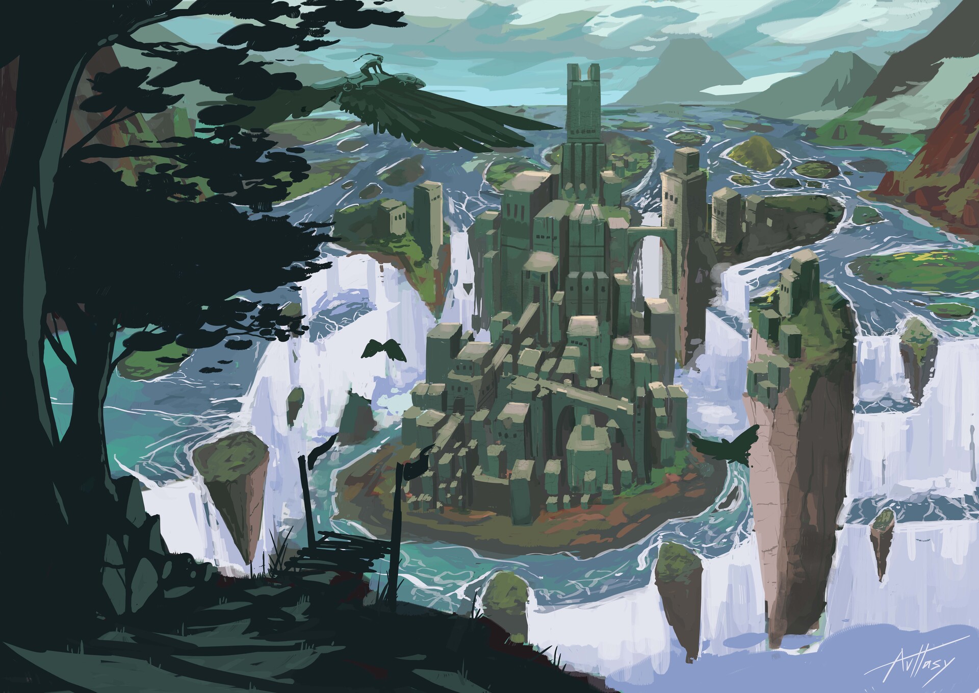 ArtStation - Waterfall City