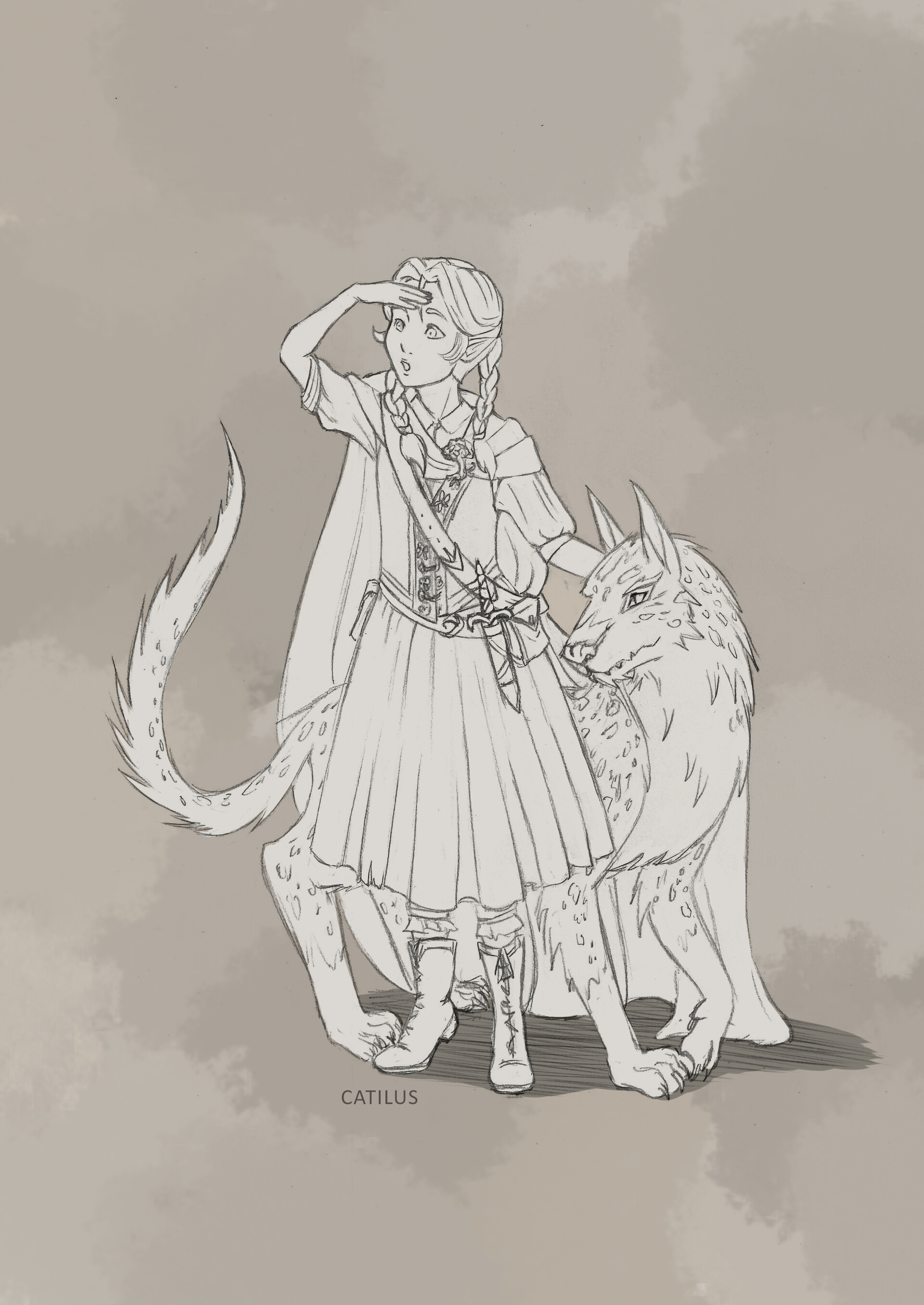 ArtStation - Talia Dawntreader, Half-Elf Summoner (and her demonic dog ...
