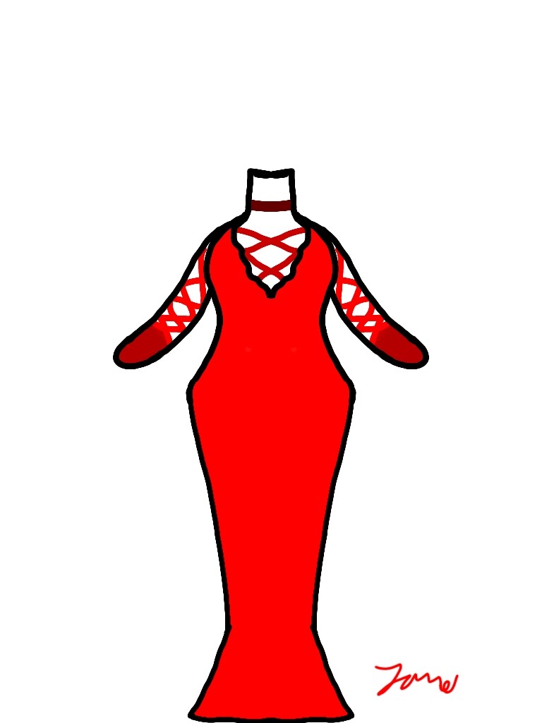 ArtStation - long red dress