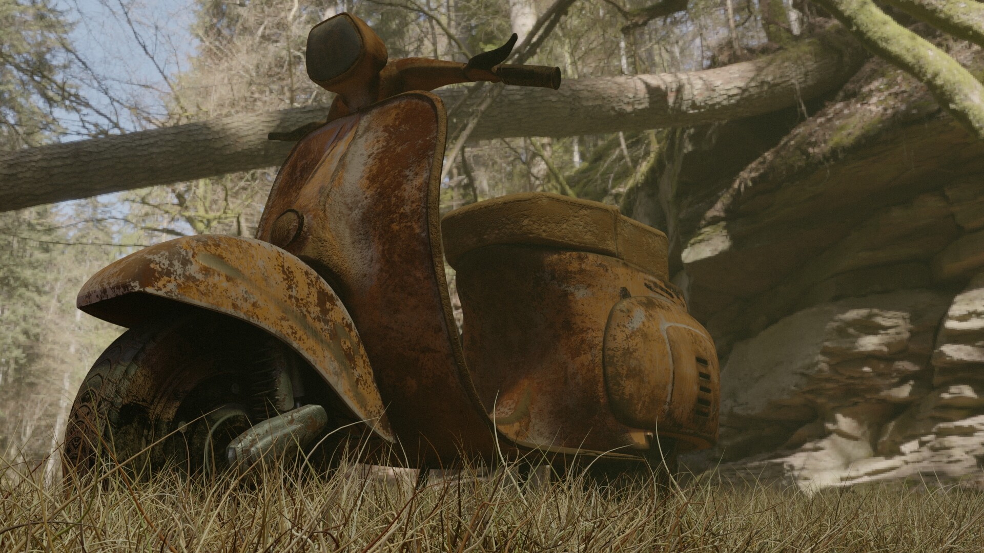 ArtStation - Old abandoned rusted scooter