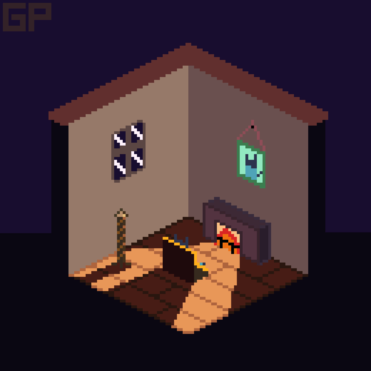 GumPix - Isometric room with cat.