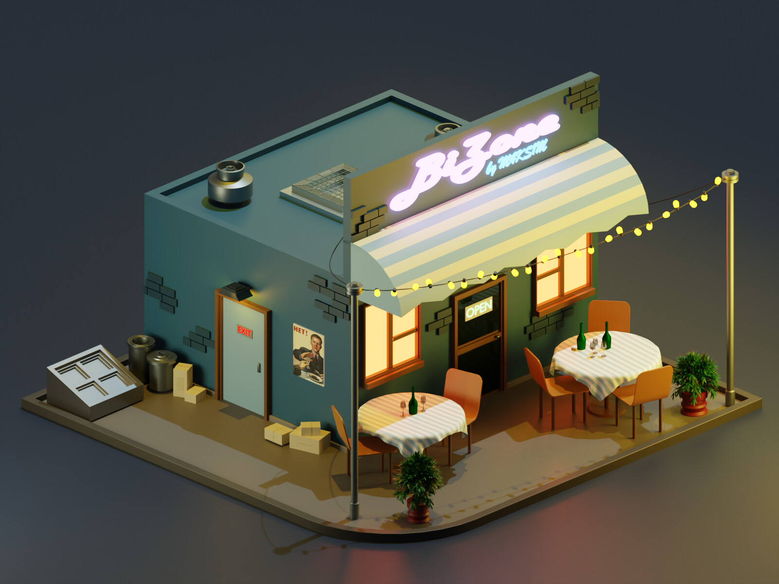 ArtStation - Restaurant Bar from the 90's