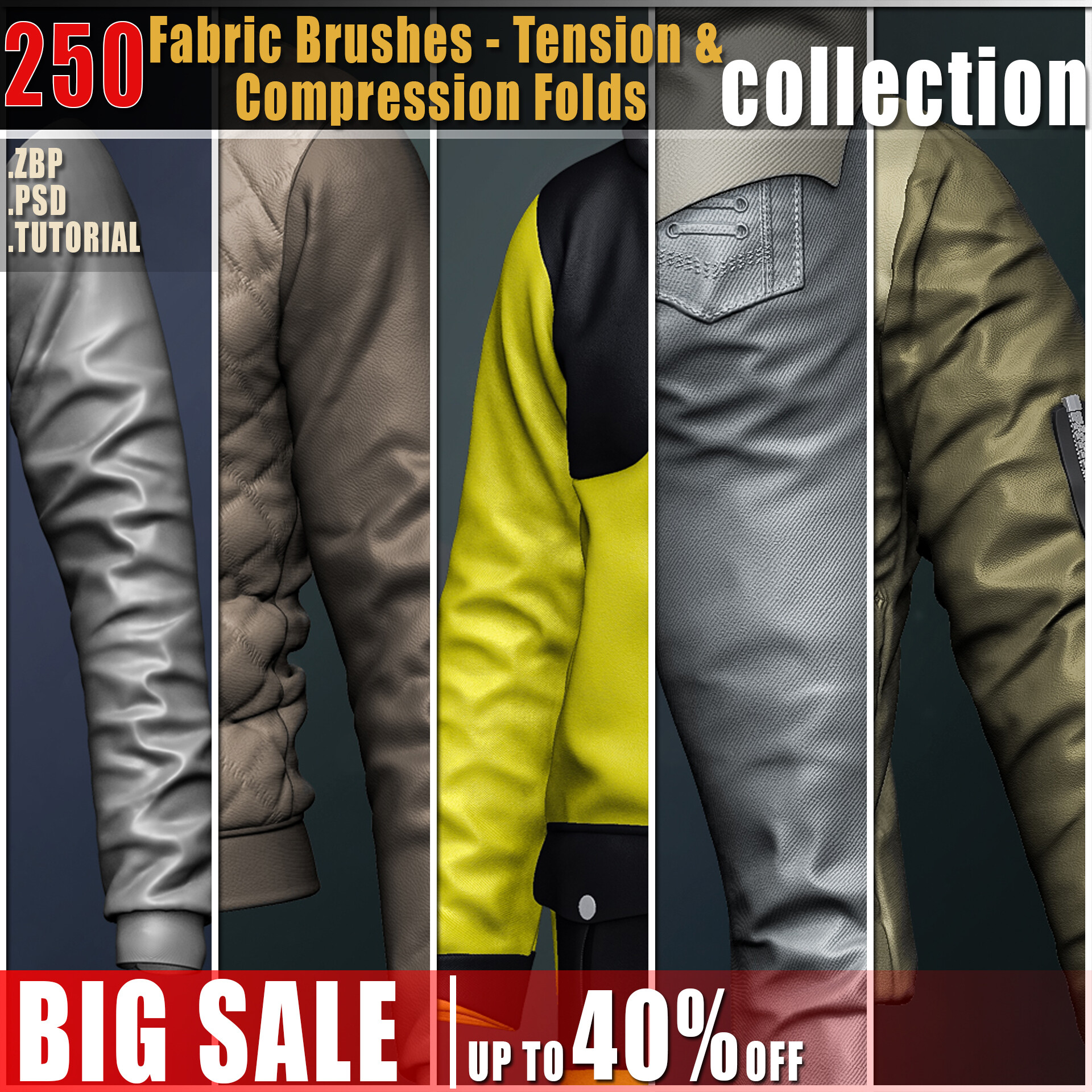 ArtStation - 250 Fabric Brushes - Tension & Compression Folds+ Video ...