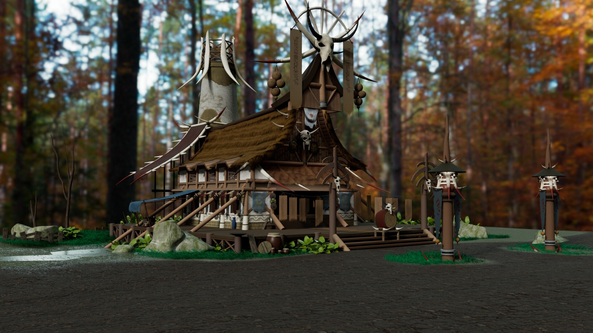 ArtStation - A hut in the forest..