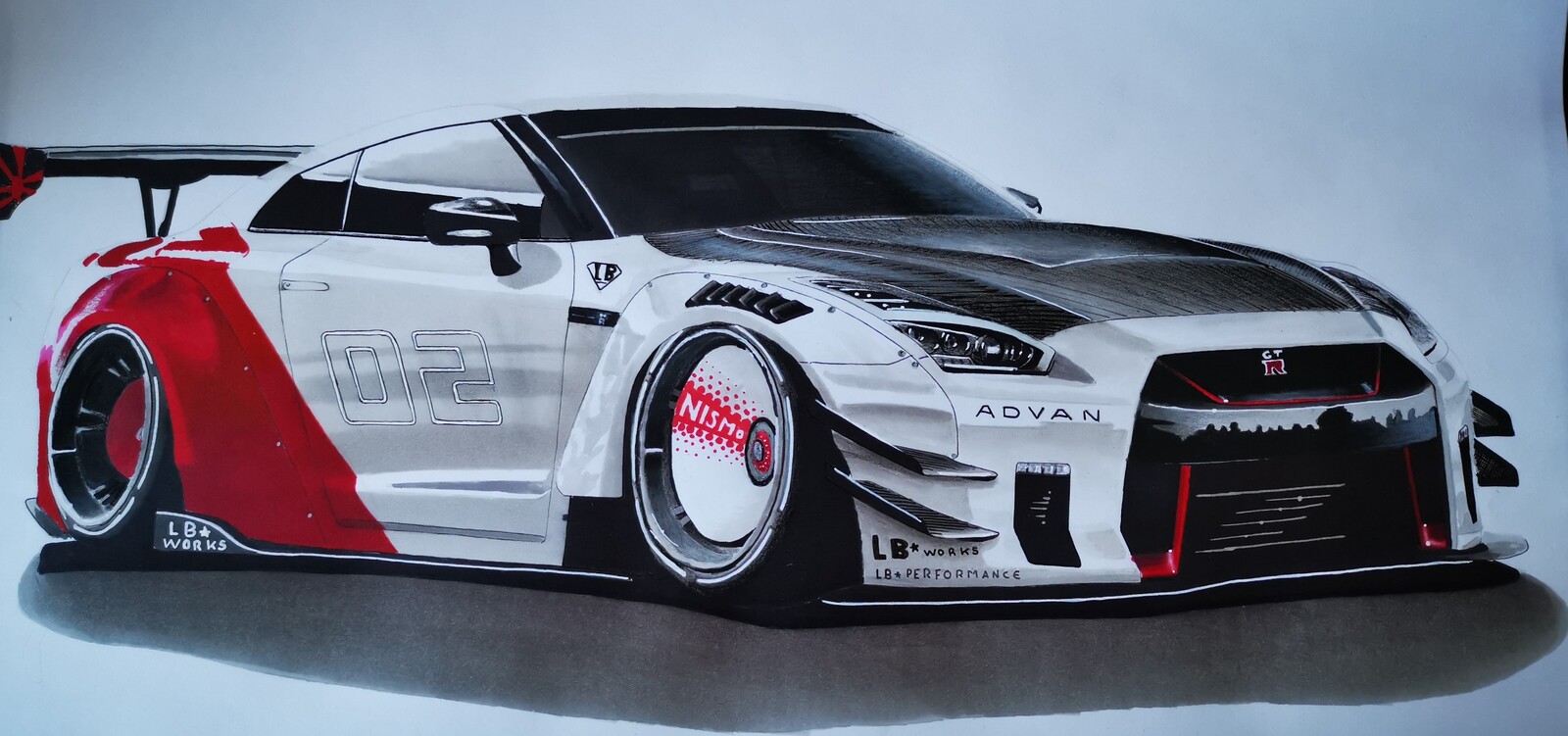 Benji - NISSAN GTR R35 hand drawing