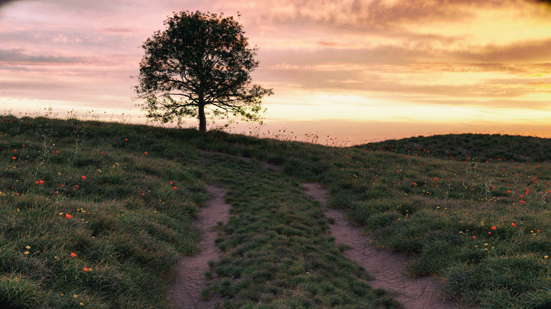 ArtStation - Tree on a hill