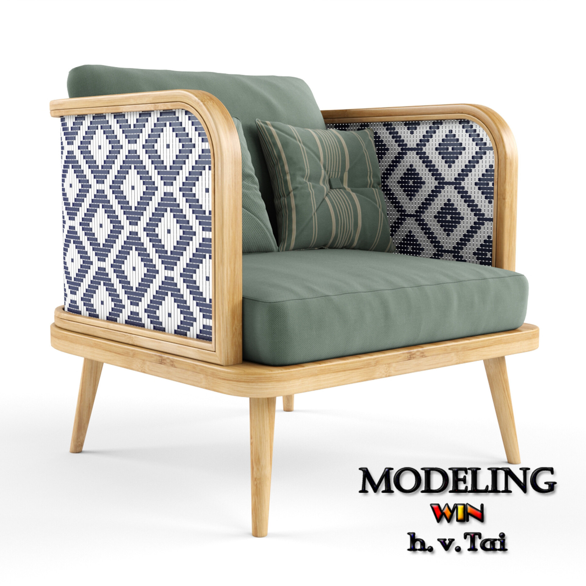 ArtStation - Wooden Rattan Furniture Collection modul5